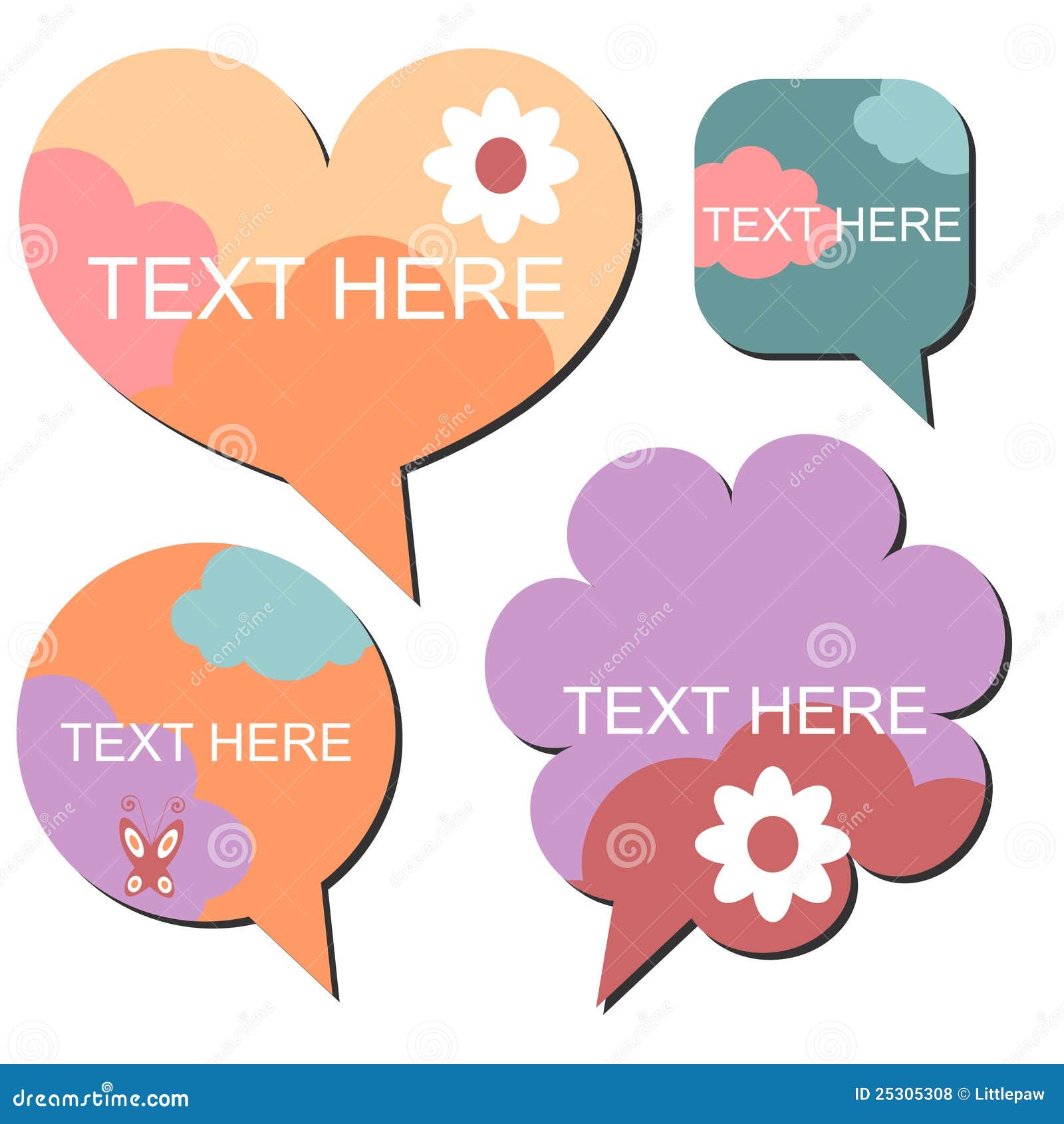 Set of cute speech bubbles stock vector. Illustration of butterfly ... Set of cute speech bubbles stock vector. Illustration of butterfly ...