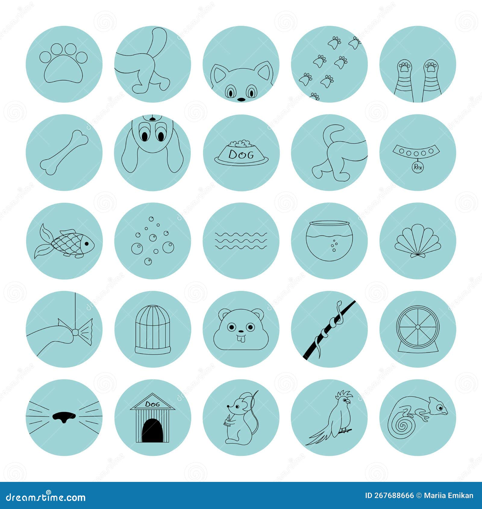 Set 25 Cute Story Icons with Animals Stock Vector - Illustration of ...