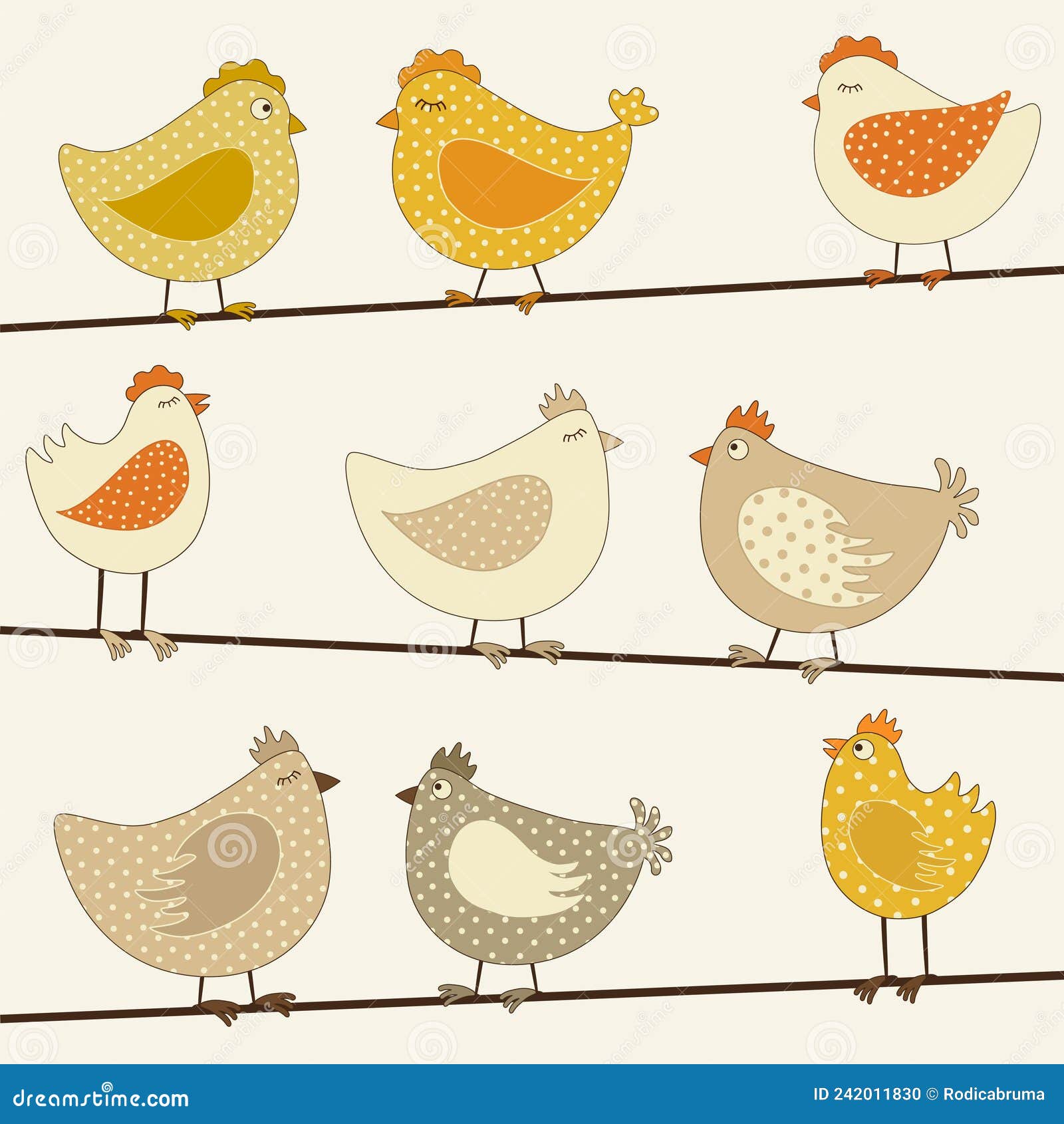 Set of Cute Stylized Chicken Stock Vector - Illustration of cute, chick ...