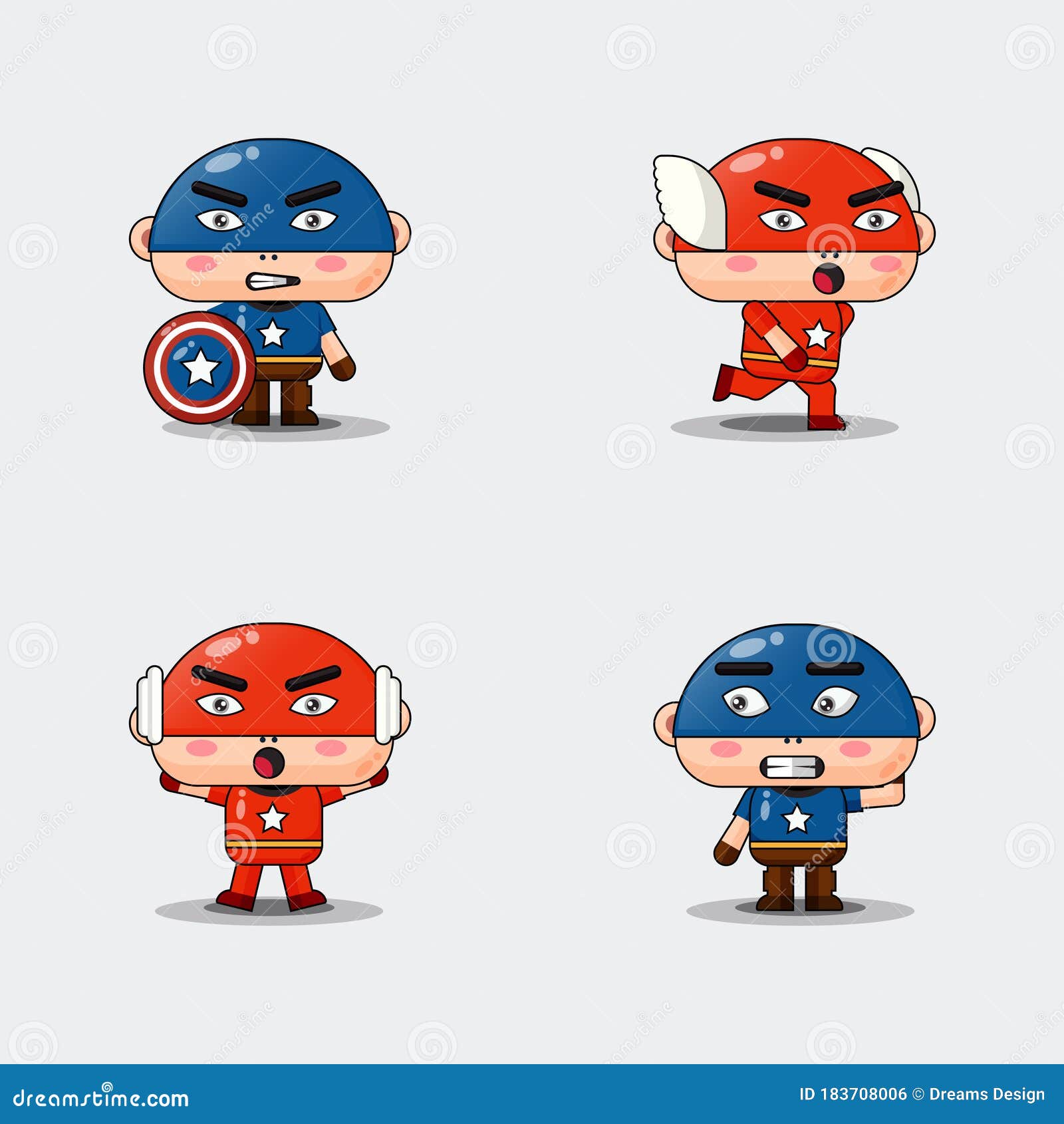 Set of Cute Super Hero Mascots Stock Vector - Illustration of cute ...