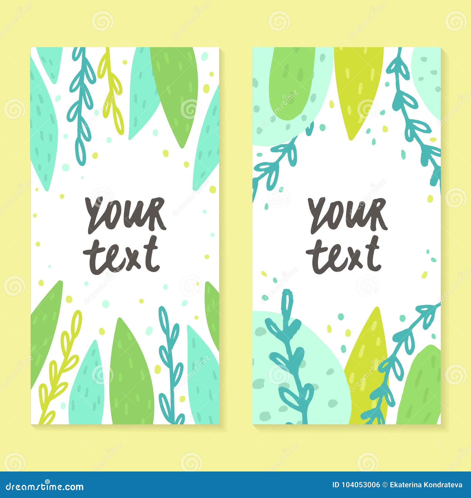 Set of cute templates. stock vector. Illustration of plant - 104053006