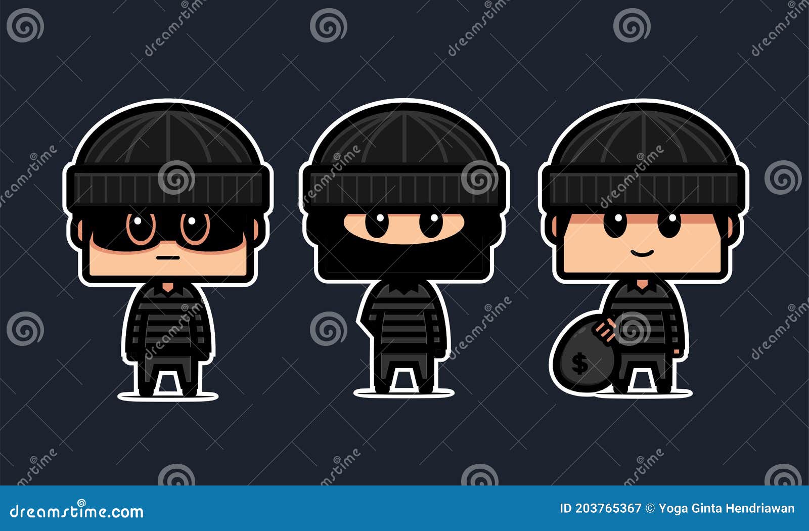Set of Cute Thief, Robber. Illustration Vector Stock Vector ...