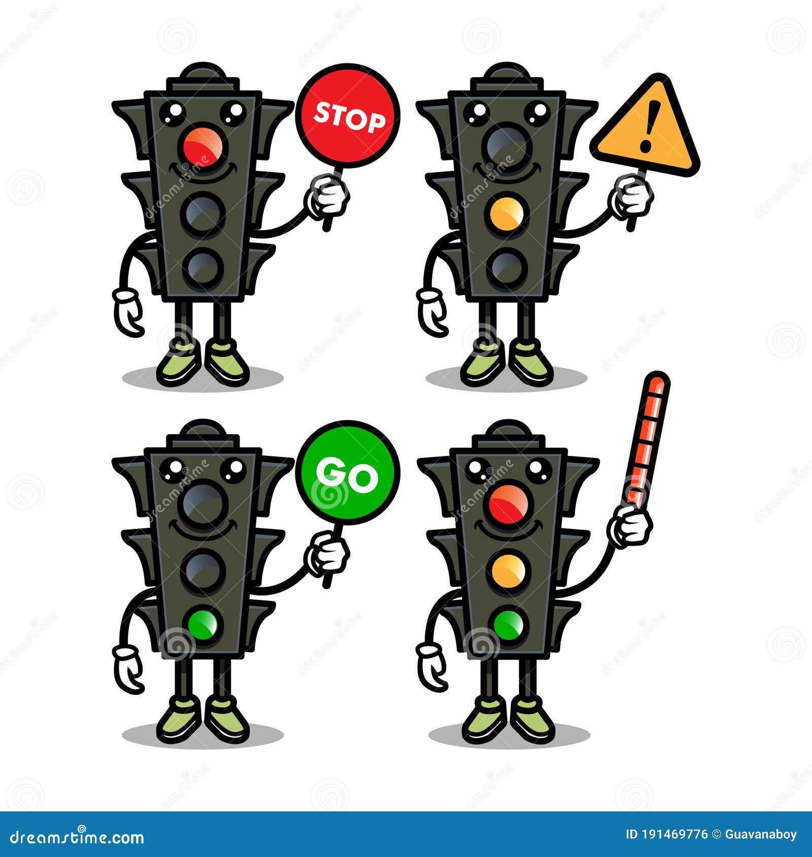 Set of Cute Traffic Light Mascot Stock Illustration - Illustration of ... Set of Cute Traffic Light Mascot Stock Illustration - Illustration of ...