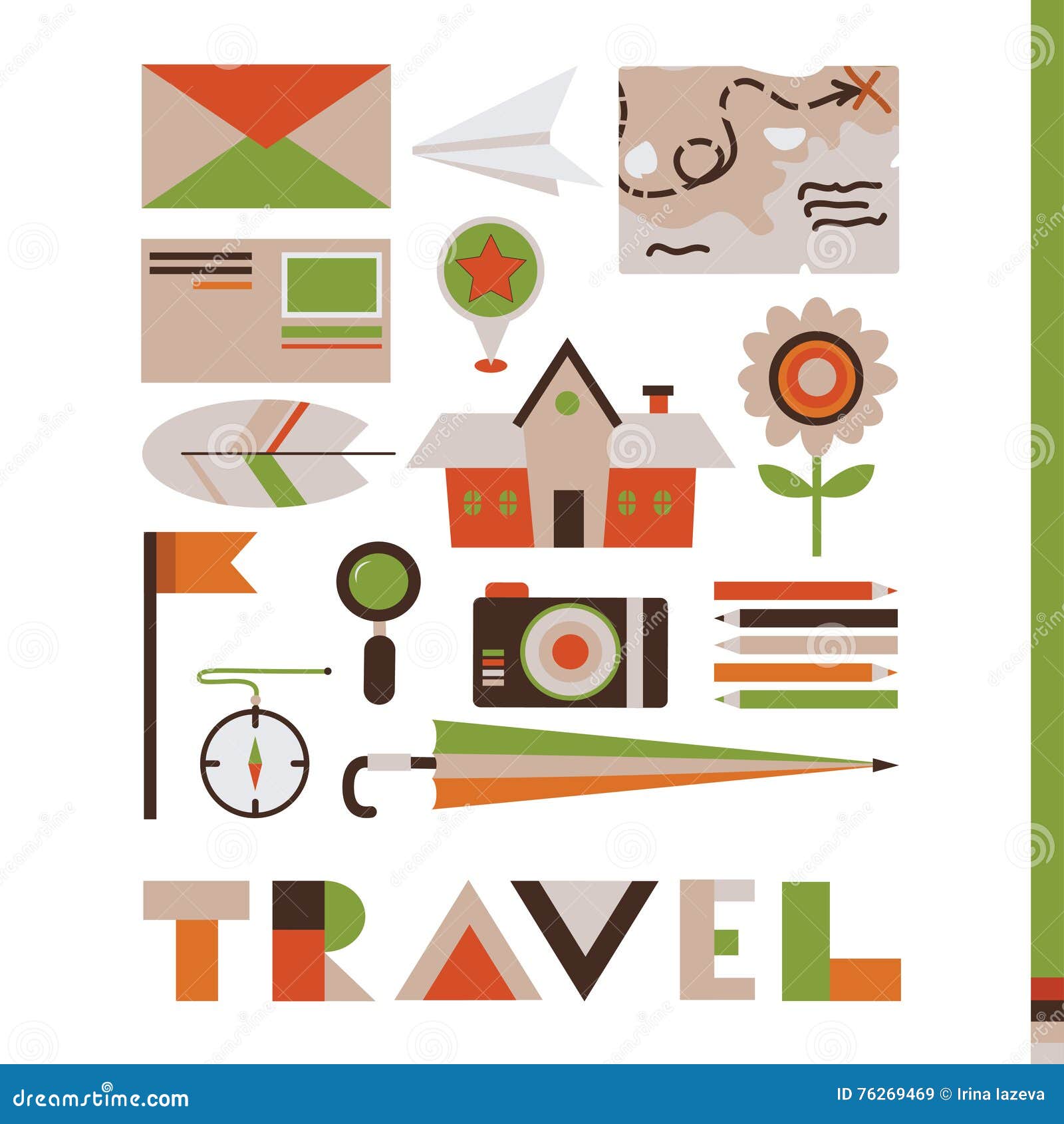 Set of cute travel icons stock vector. Illustration of holiday - 76269469