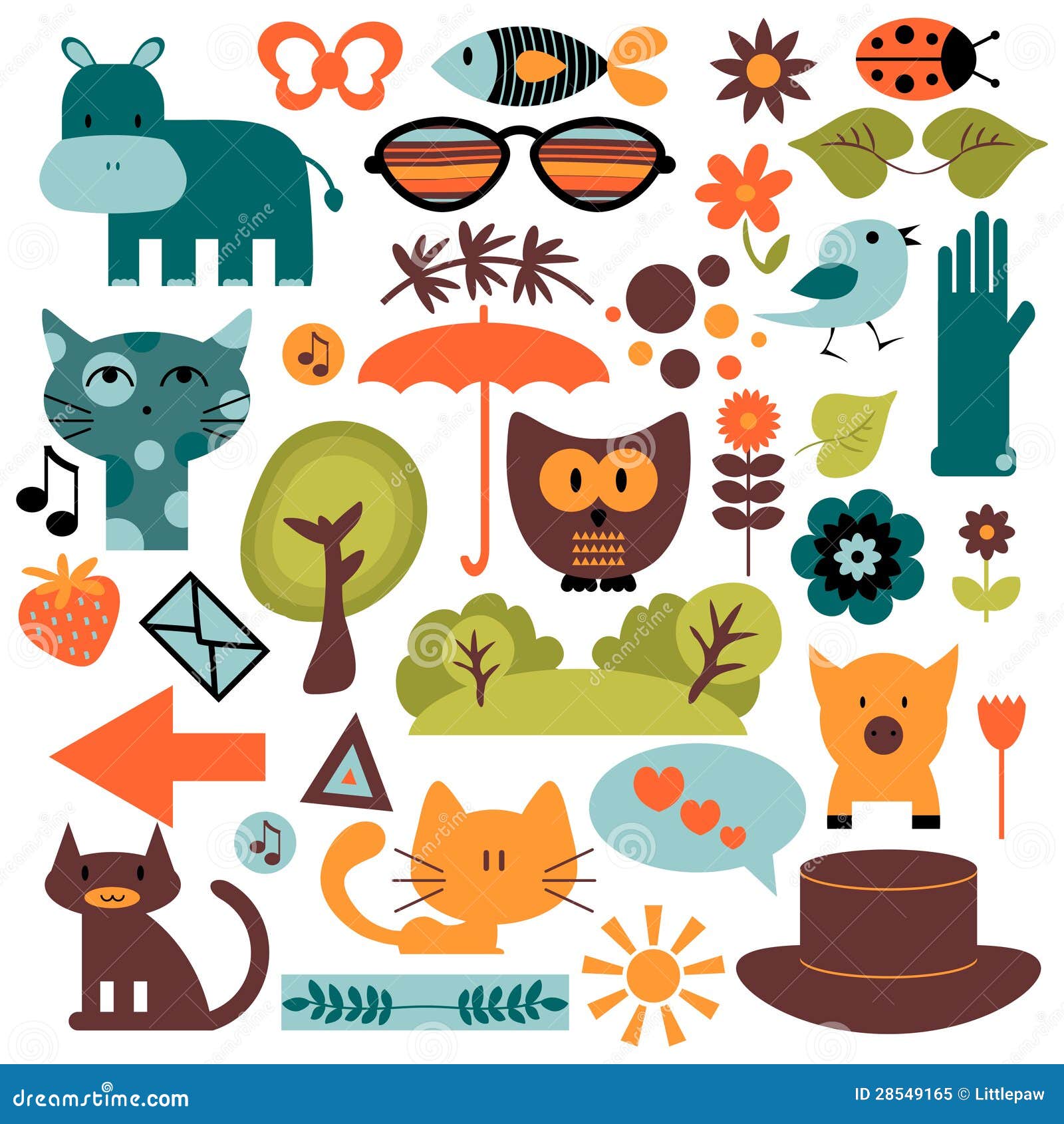 Set of Cute Various Elements Stock Vector - Illustration of note ...
