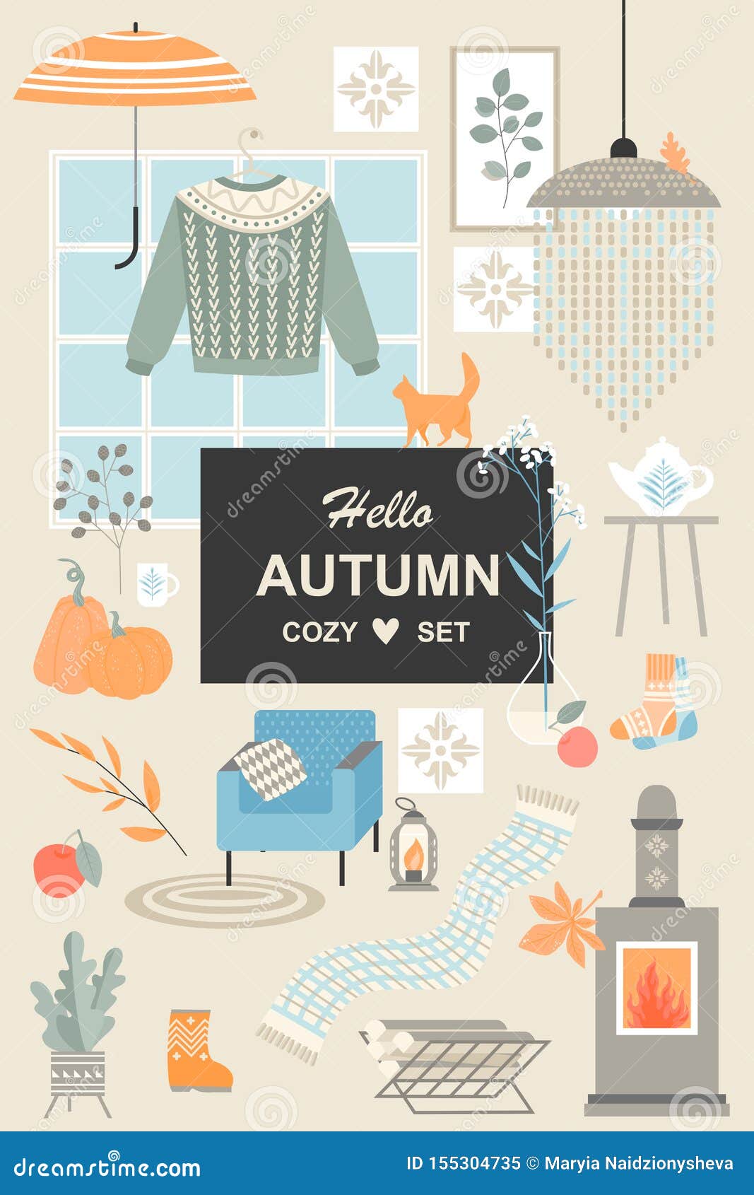 Set of Cute Vector Illustrations of Objects and Attributes of the ... Set of Cute Vector Illustrations of Objects and Attributes of the ...