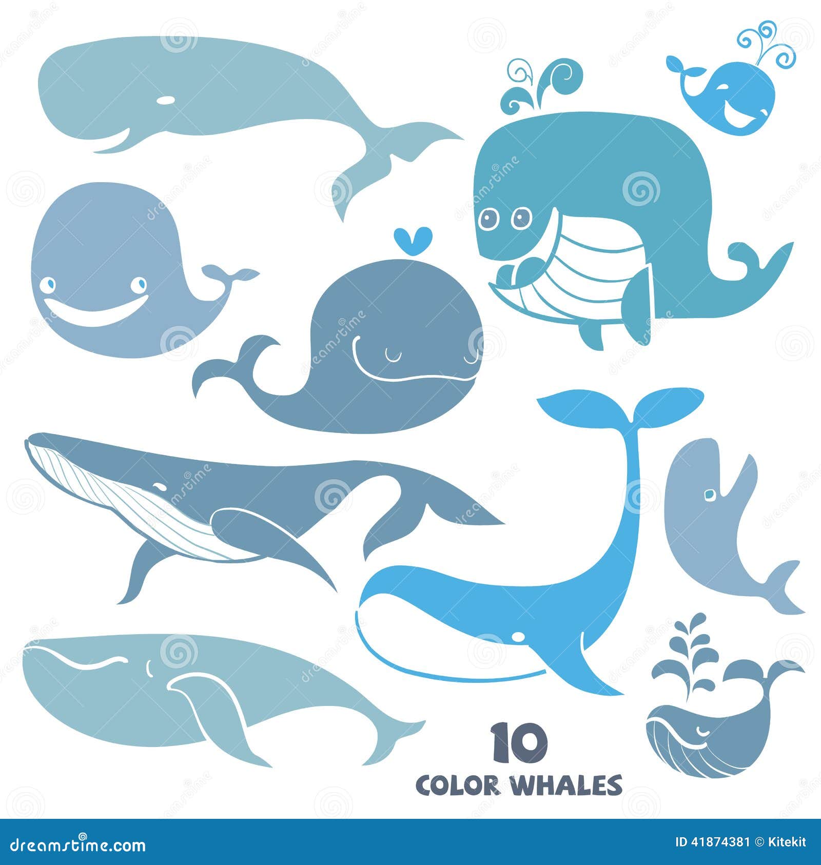 Set of Cute Whale Characters. Stock Vector - Illustration of hand ...