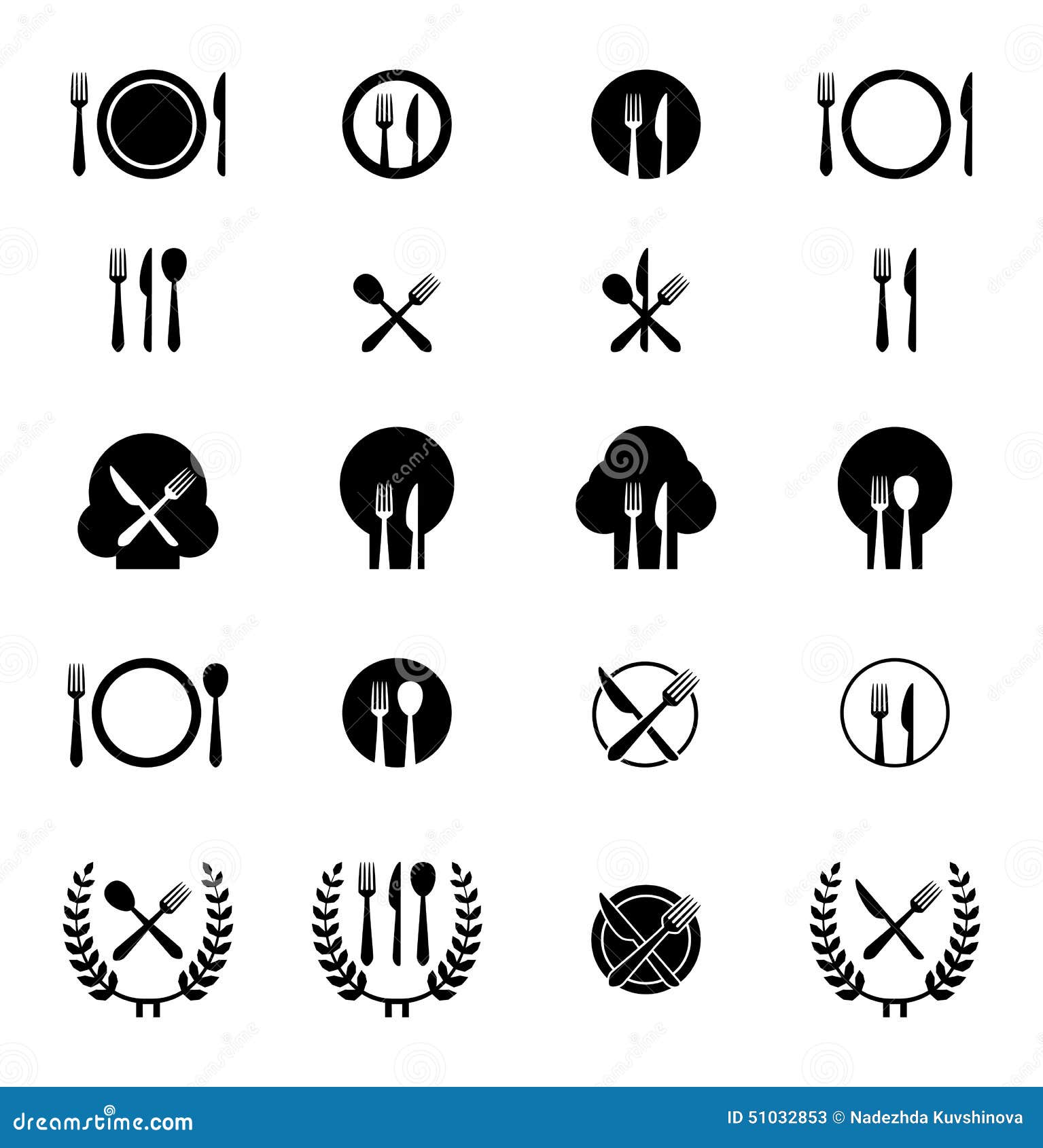 Set of cutlery icons stock vector. Illustration of background - 51032853