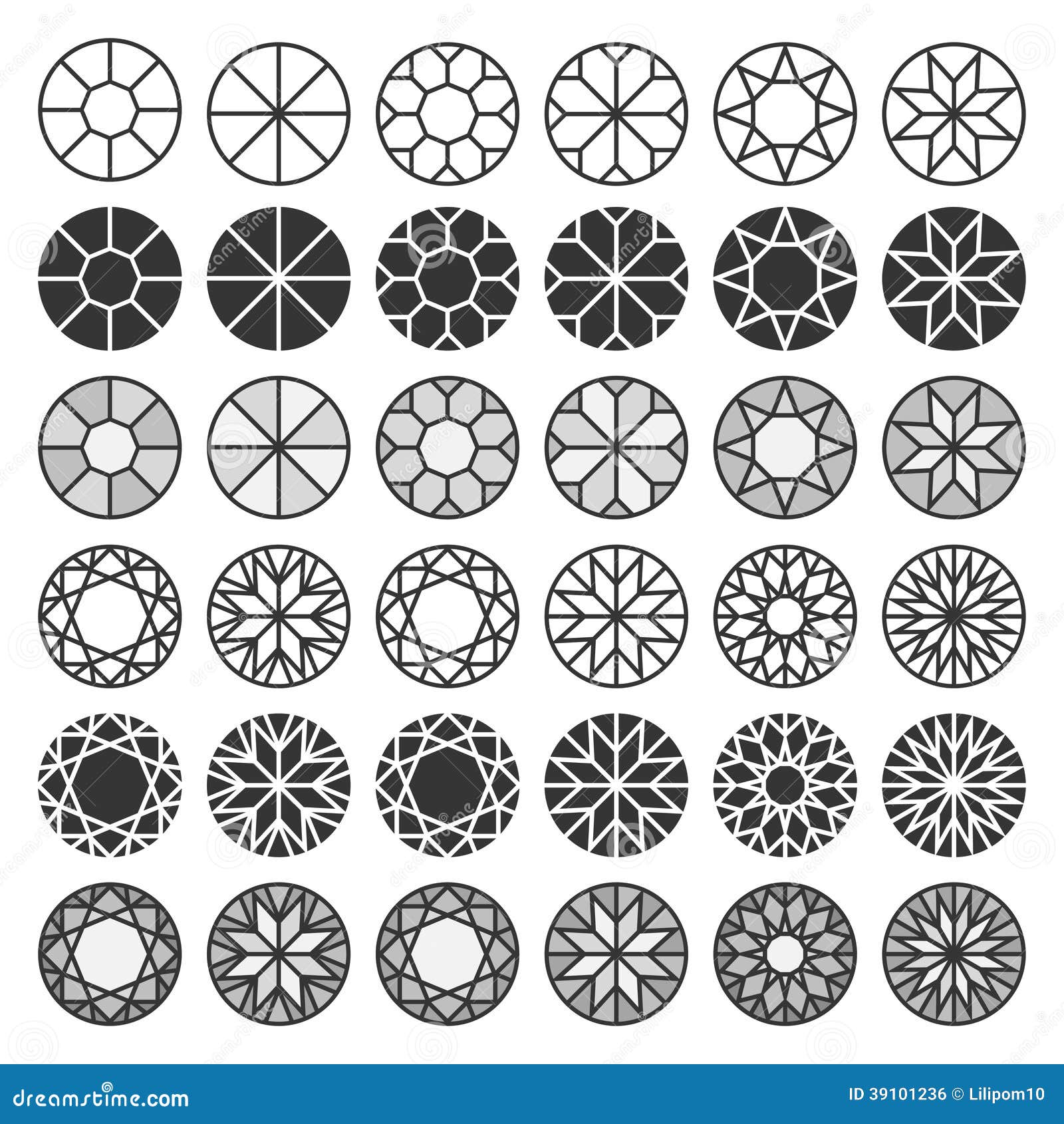 Set of Cutting Samples, Diamonds Stock Vector - Illustration of ring ...