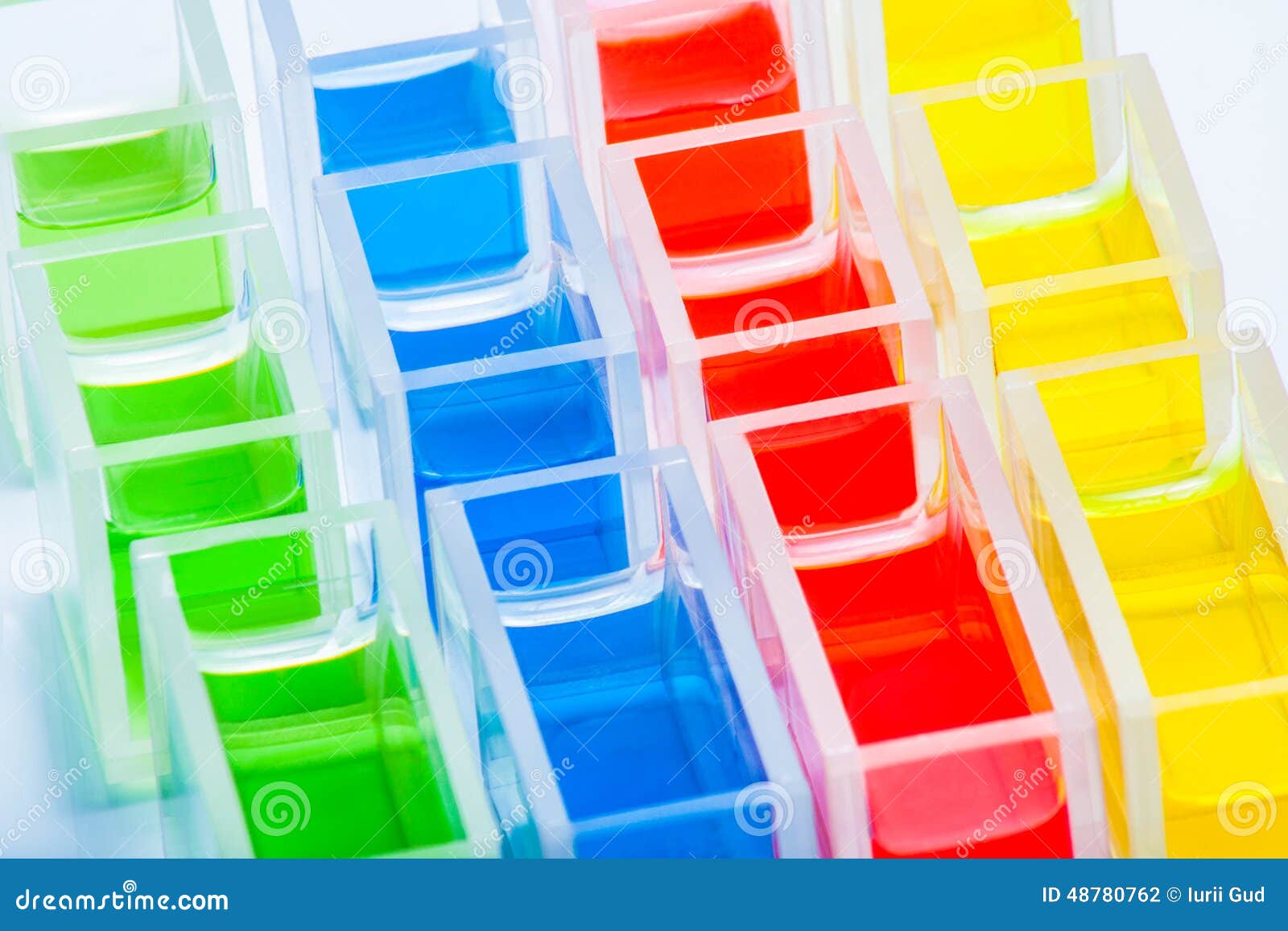 Set of Cuvettes with Color Liquid Stock Photo - Image of electro ...