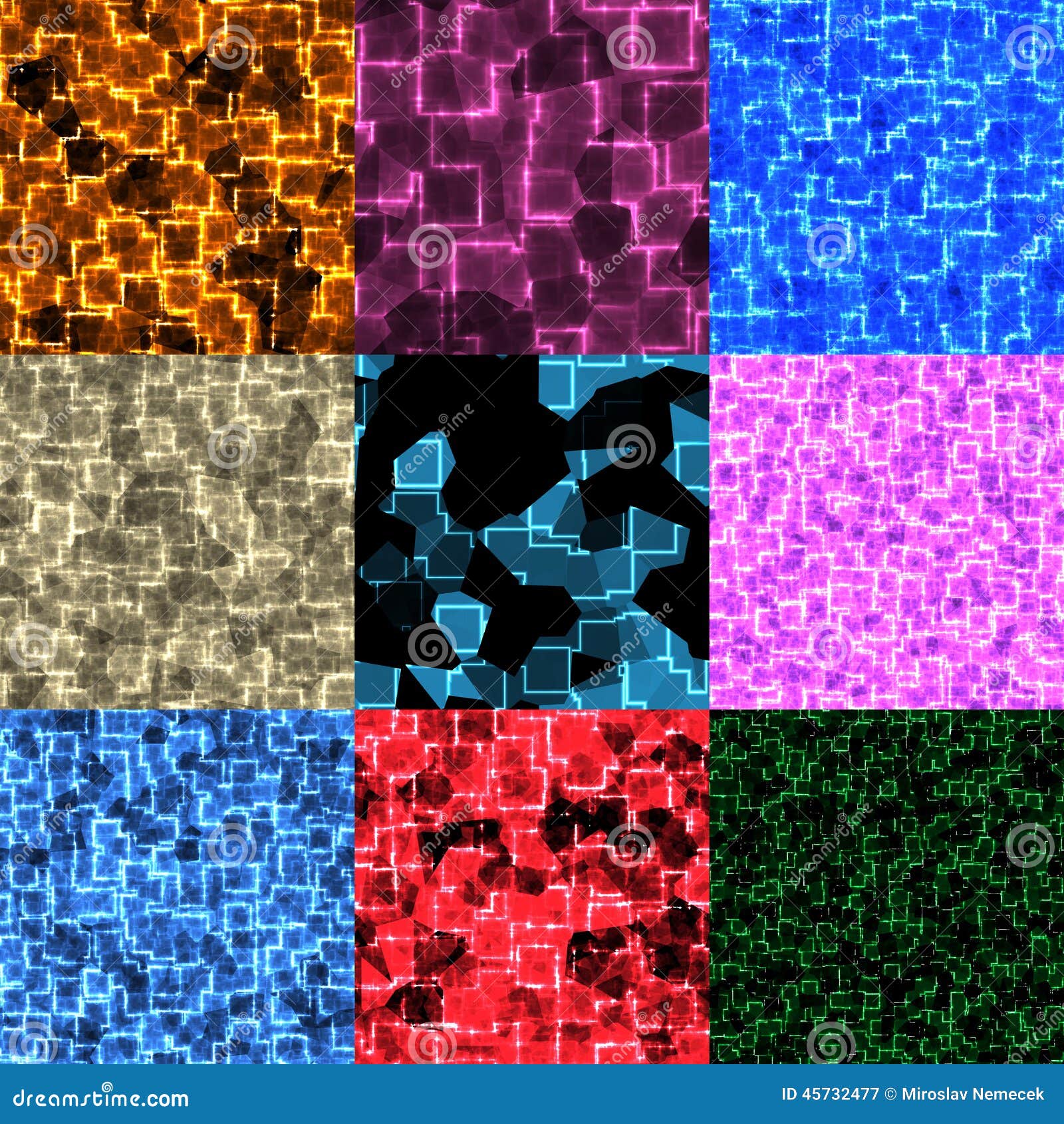 Set of Cyber Glow Seamless Generated Textures Stock Illustration ...