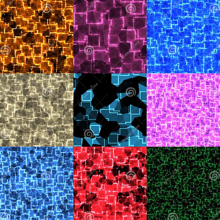 Set of Cyber Glow Seamless Generated Textures Stock Illustration ...