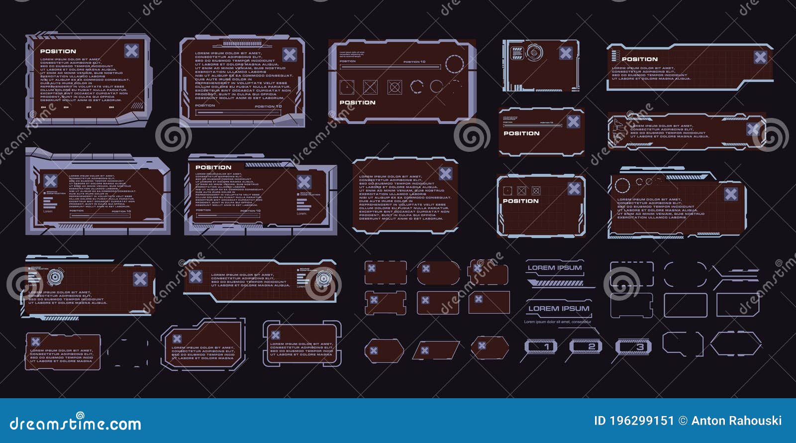 Set Of Techno - Frames With Different Thickness For Futuristic Design ...