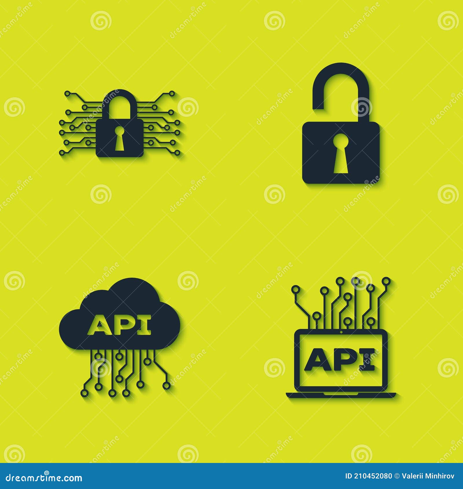 Set Cyber Security, Computer Api Interface, Cloud and Open Padlock Icon ... Set Cyber Security, Computer Api Interface, Cloud and Open Padlock Icon ...
