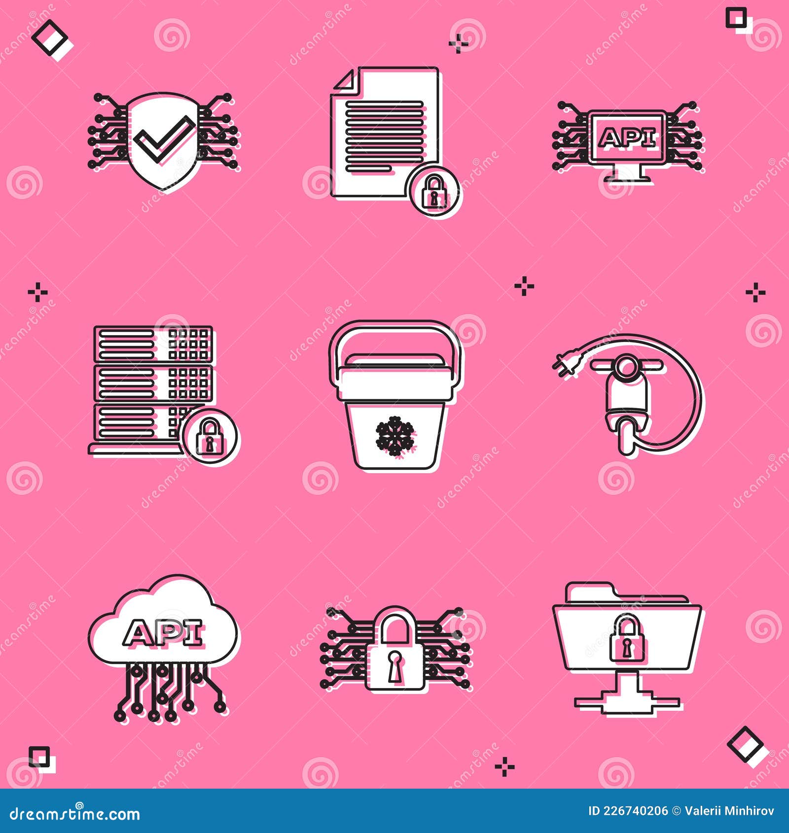 Set Cyber Security, Document and Lock, Computer Api Interface, Server ... Set Cyber Security, Document and Lock, Computer Api Interface, Server ...