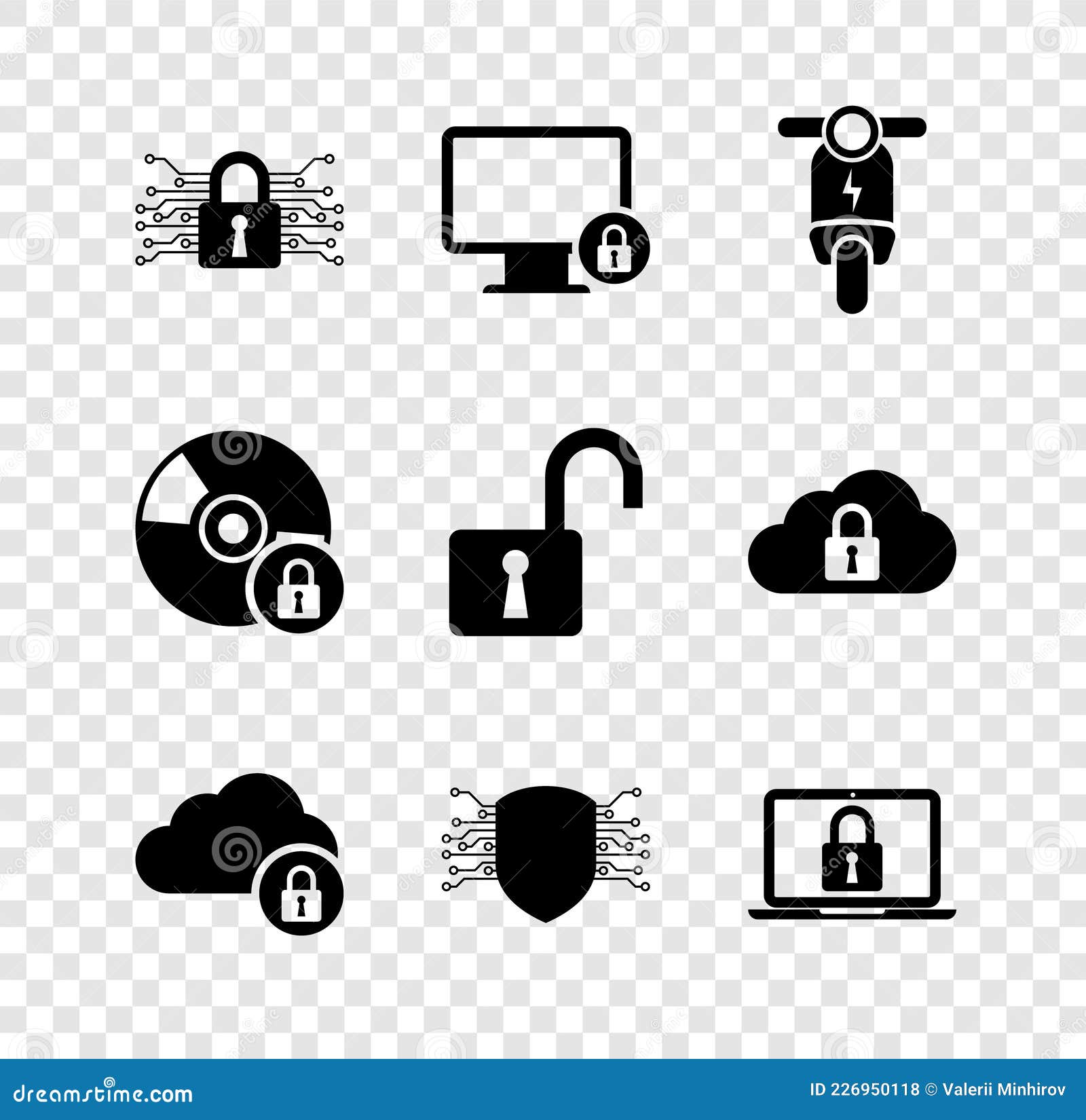Set Cyber Security, Lock on Monitor, Electric Scooter, Cloud Computing ... Set Cyber Security, Lock on Monitor, Electric Scooter, Cloud Computing ...