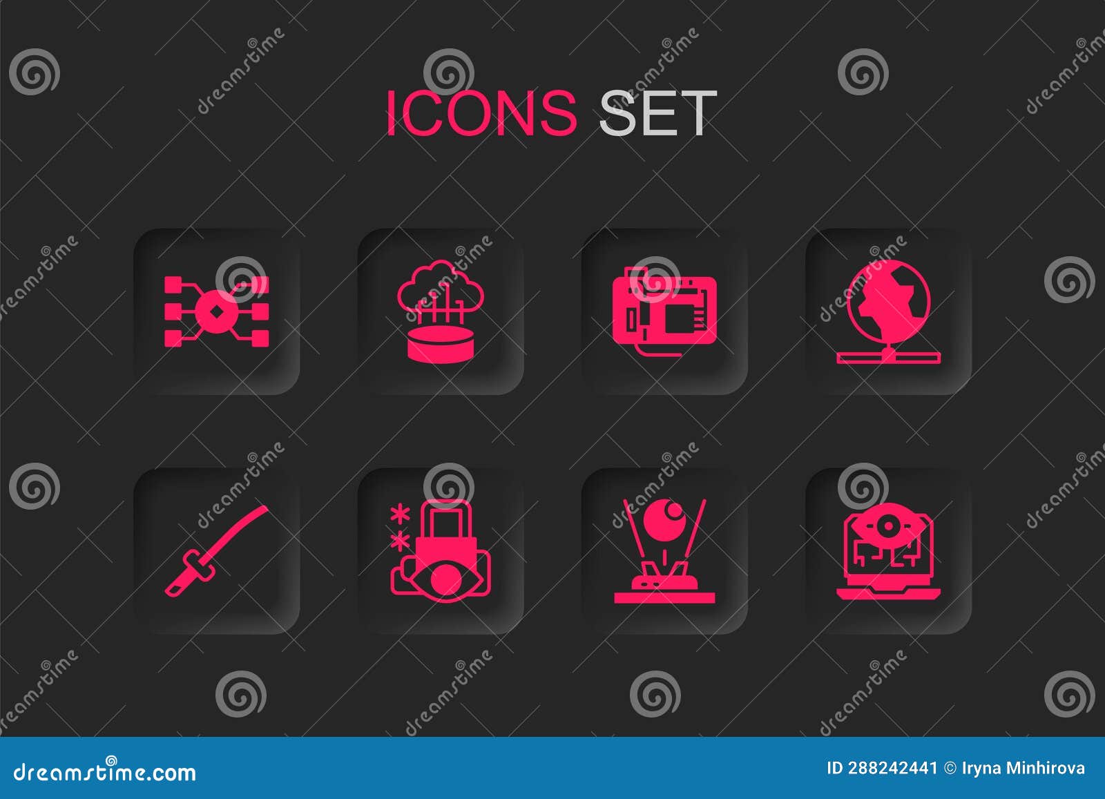 Set Cyber Security, Network Cloud Connection, Neural Network, Hologram ... Set Cyber Security, Network Cloud Connection, Neural Network, Hologram ...