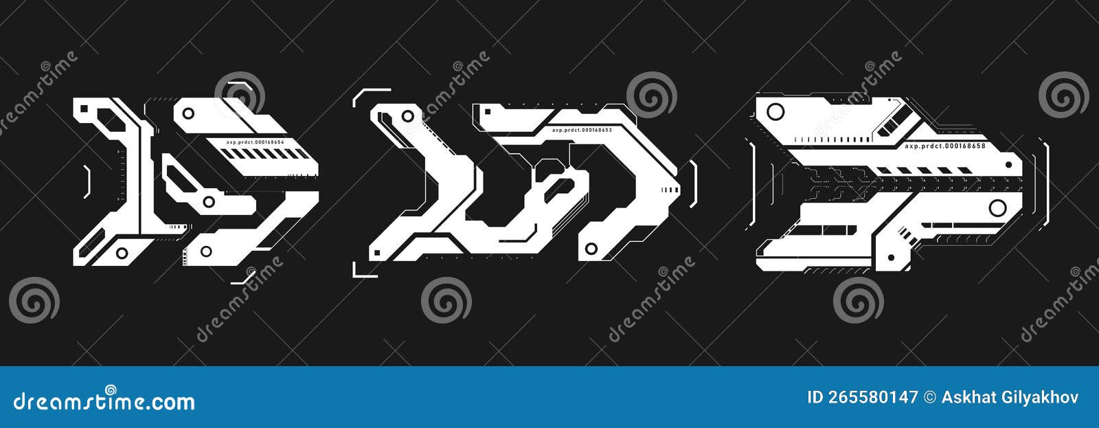 Set of Cyberpunk Arrows. Kit of Futuristic Interface Cyber Elements ...