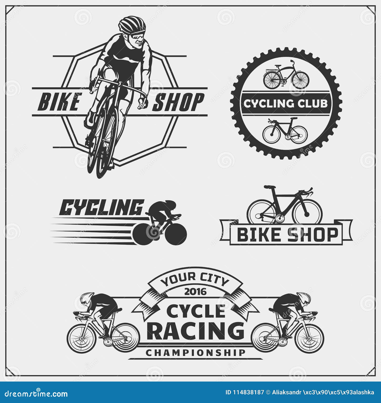Set of Cycle Racing Labels, Badges, Emblems and Design Elements. Stock ...