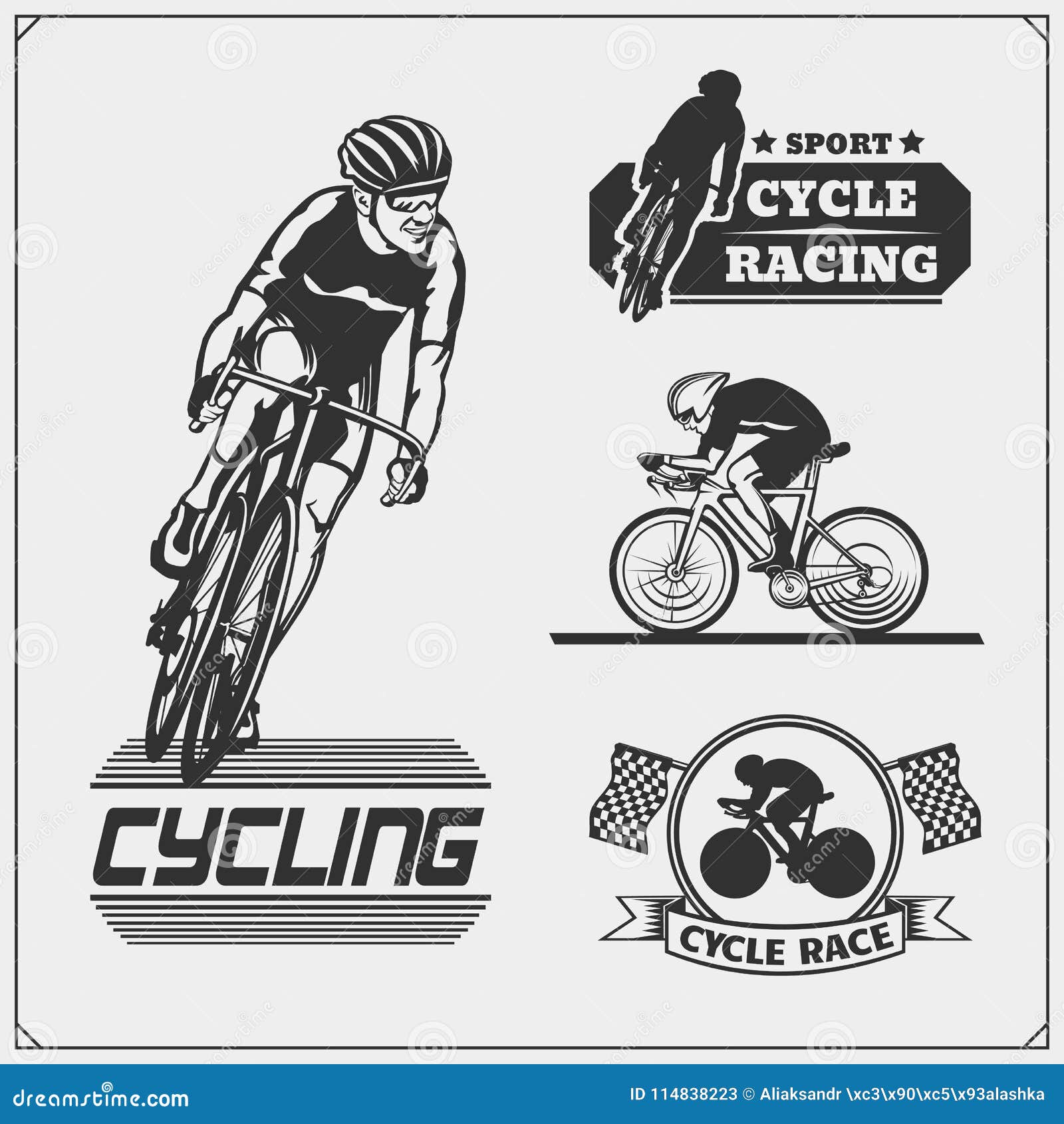Set of Cycle Racing Labels, Badges, Emblems and Design Elements. Stock ...
