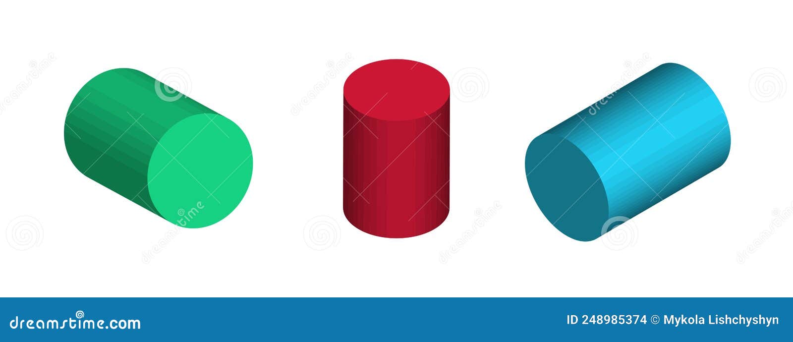 Set of Cylinders from Different Sides. Vector Abstract Geometric 3D ...