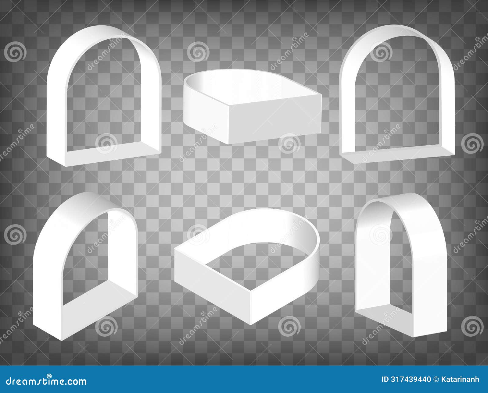 Set of 3d Arched Frame on Transparent Background. Arched Frame3d Icon ...