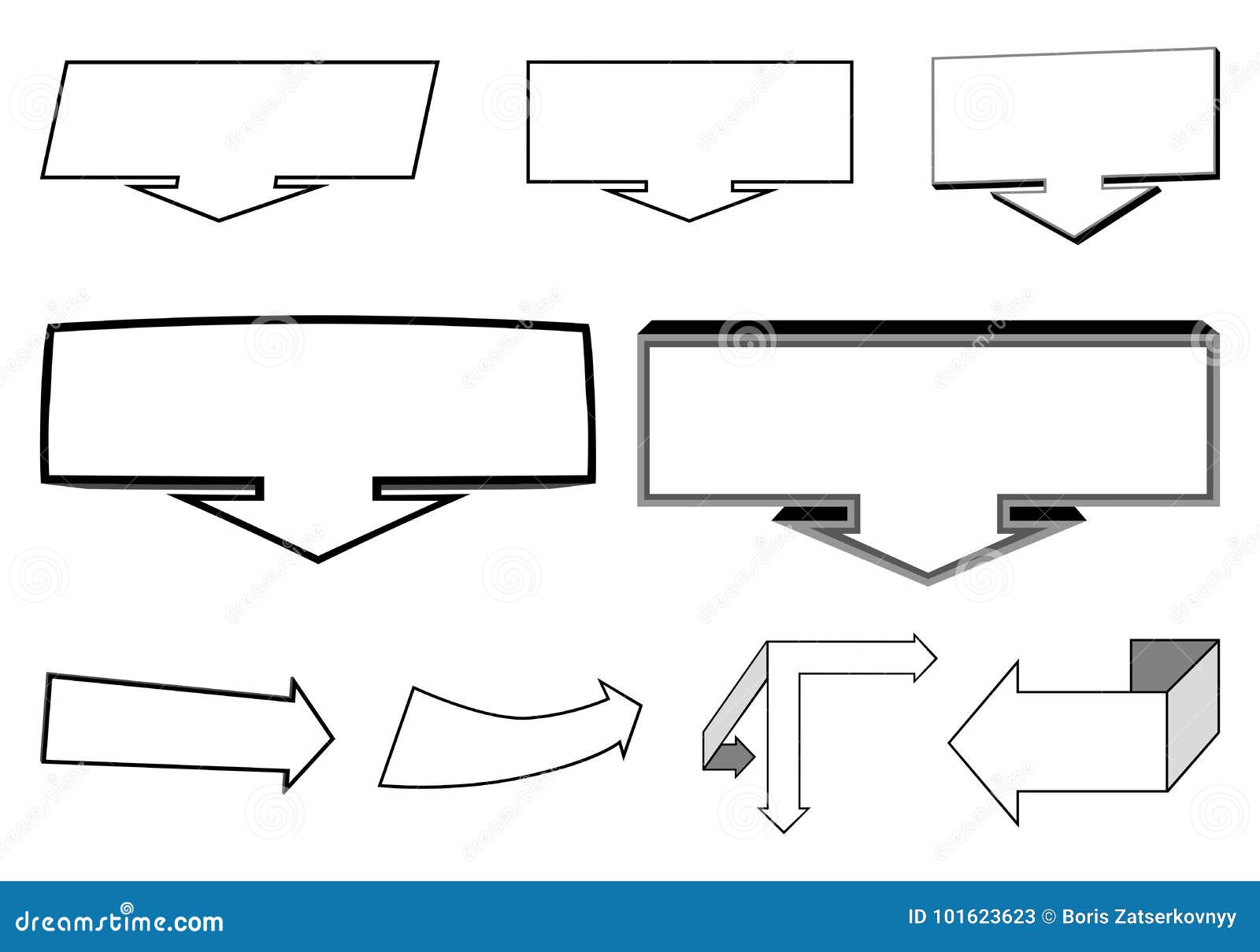 A Set of 2D and 3D Arrows Elements Stock Vector - Illustration of ...