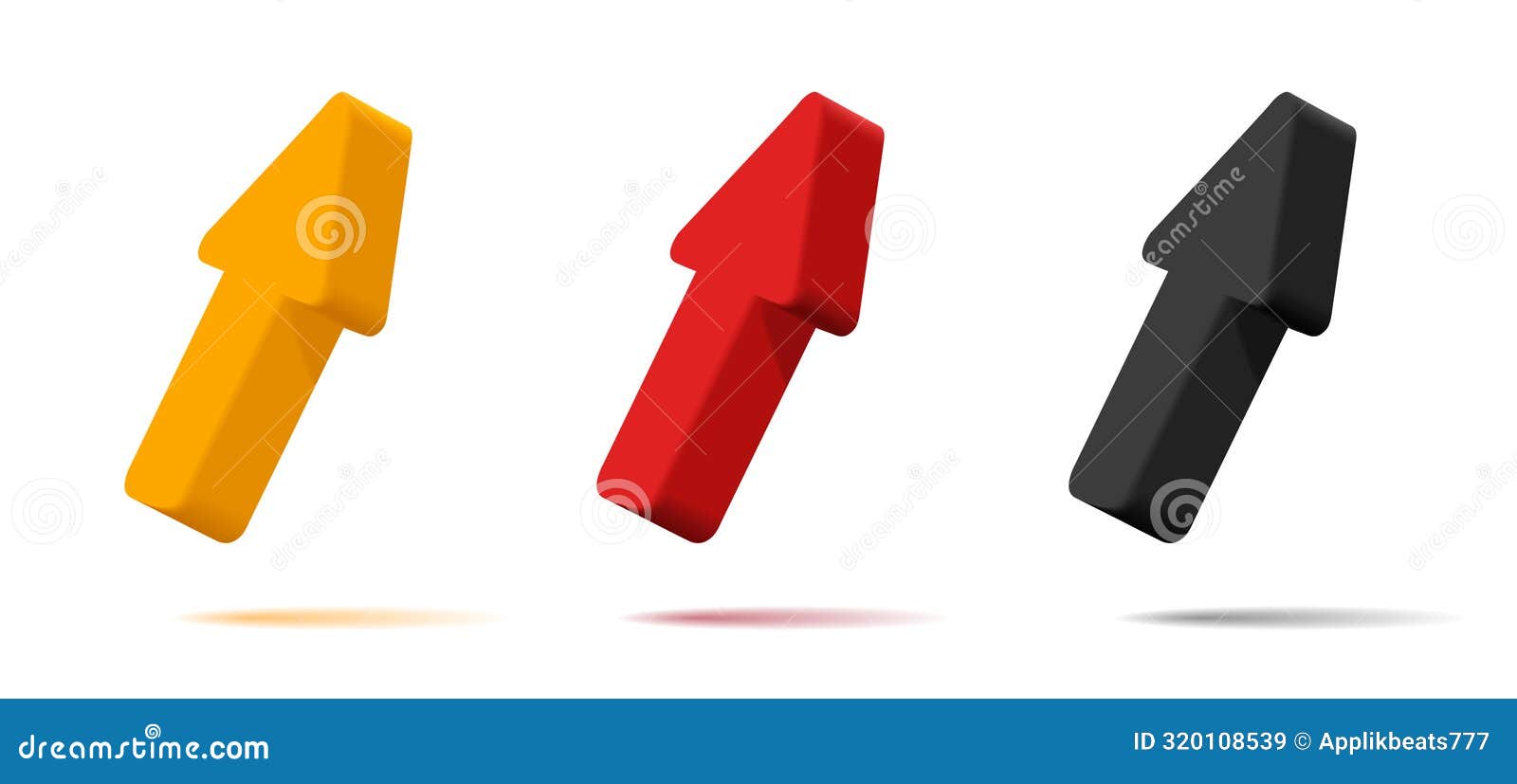 Set of 3d Arrows Icons, Render Style, Pointing Up in Different Colors ...