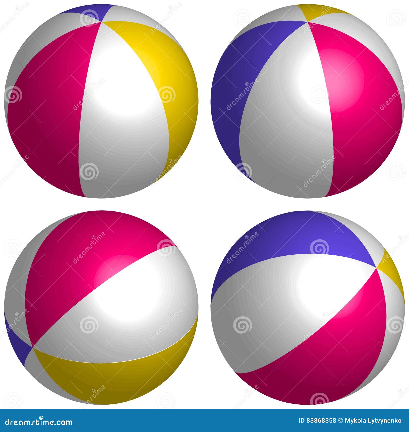Set 3D Beach Ball Isometric Stock Vector - Illustration of shape ...