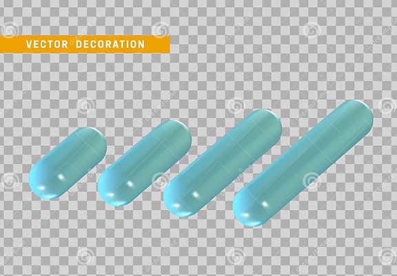 Set 3d Blue Capsule. Geometric Shapes Objects. Realistic Geometry ...