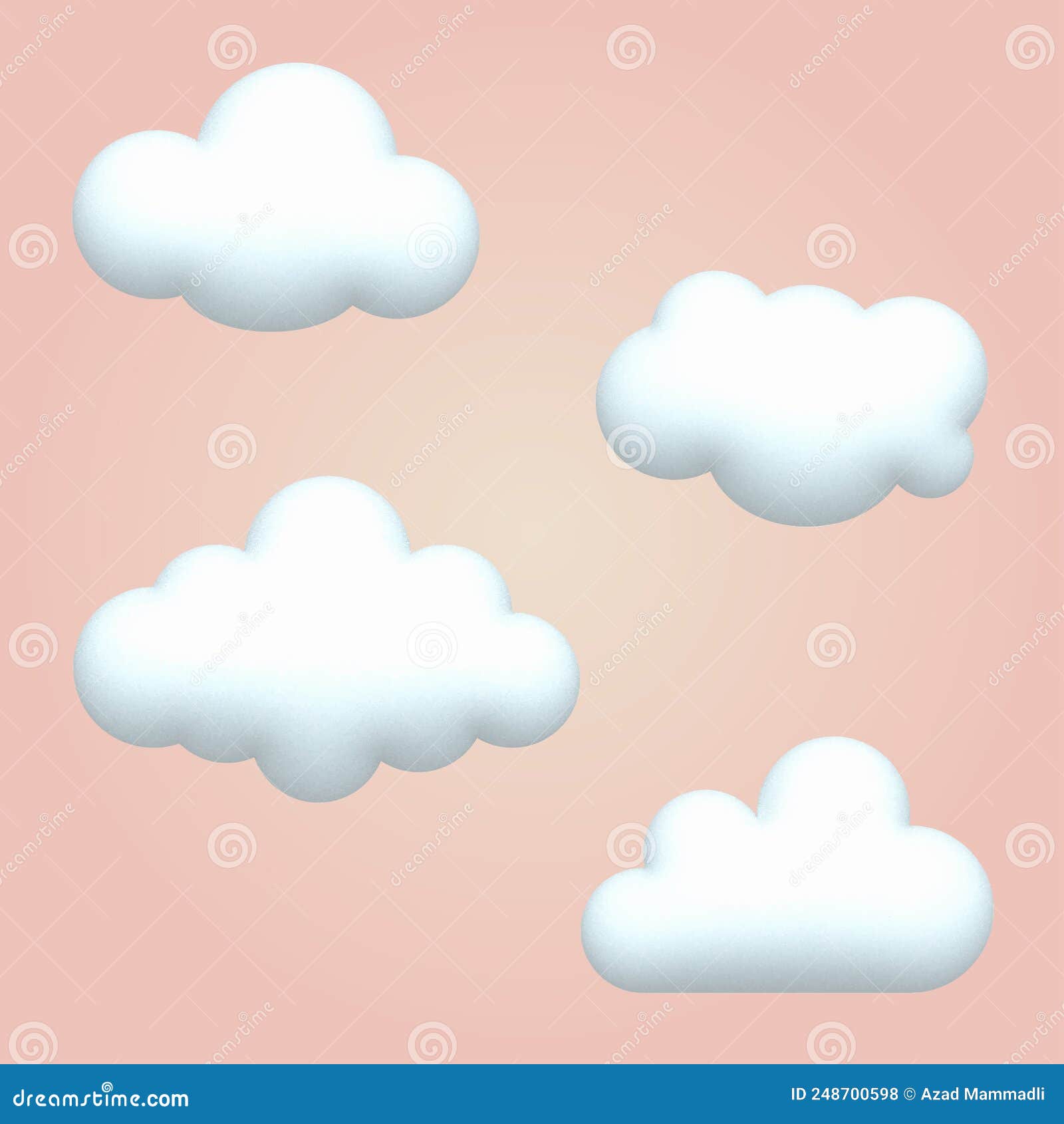 Set of 3d Cartoon Style Clouds. Vector Stock Vector - Illustration of icon, isolated: 248700598