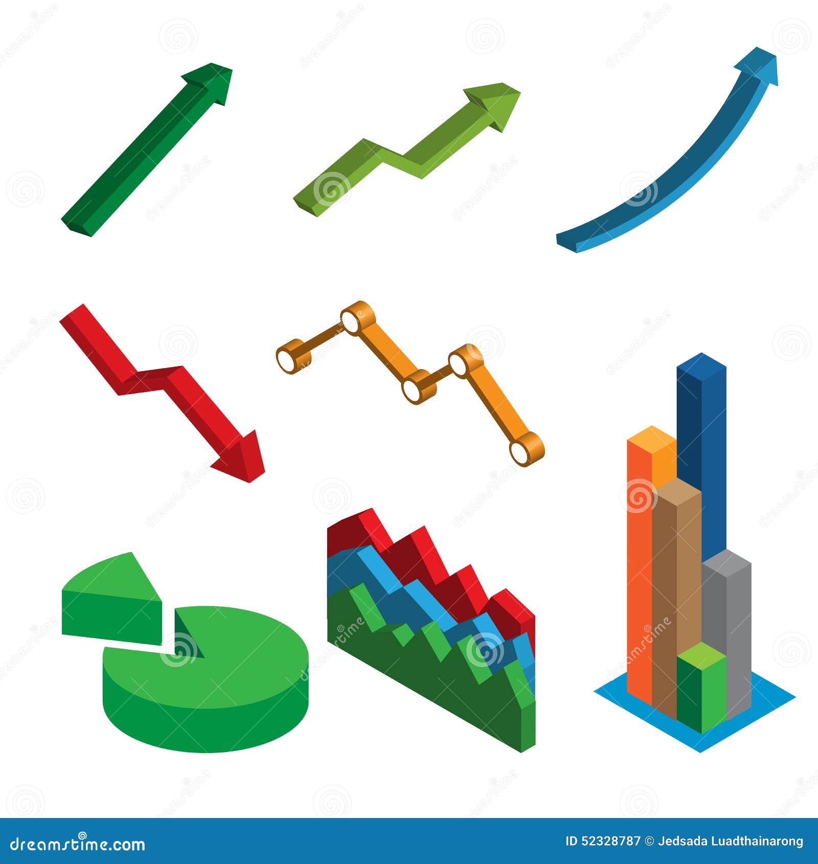 Set of 3d charts stock illustration. Illustration of quantity - 52328787