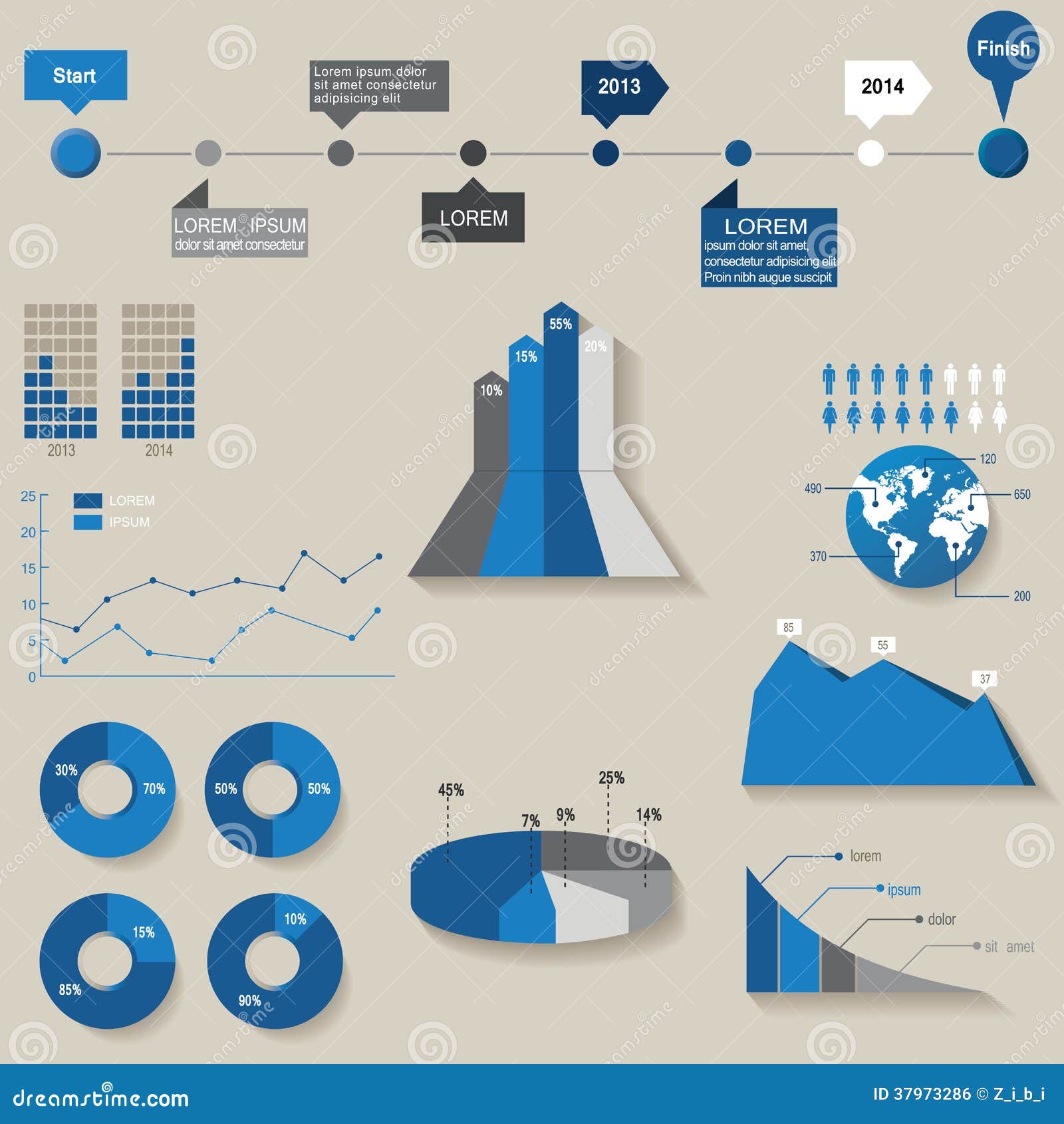 Set of the 3d charts stock illustration. Illustration of success - 37973286