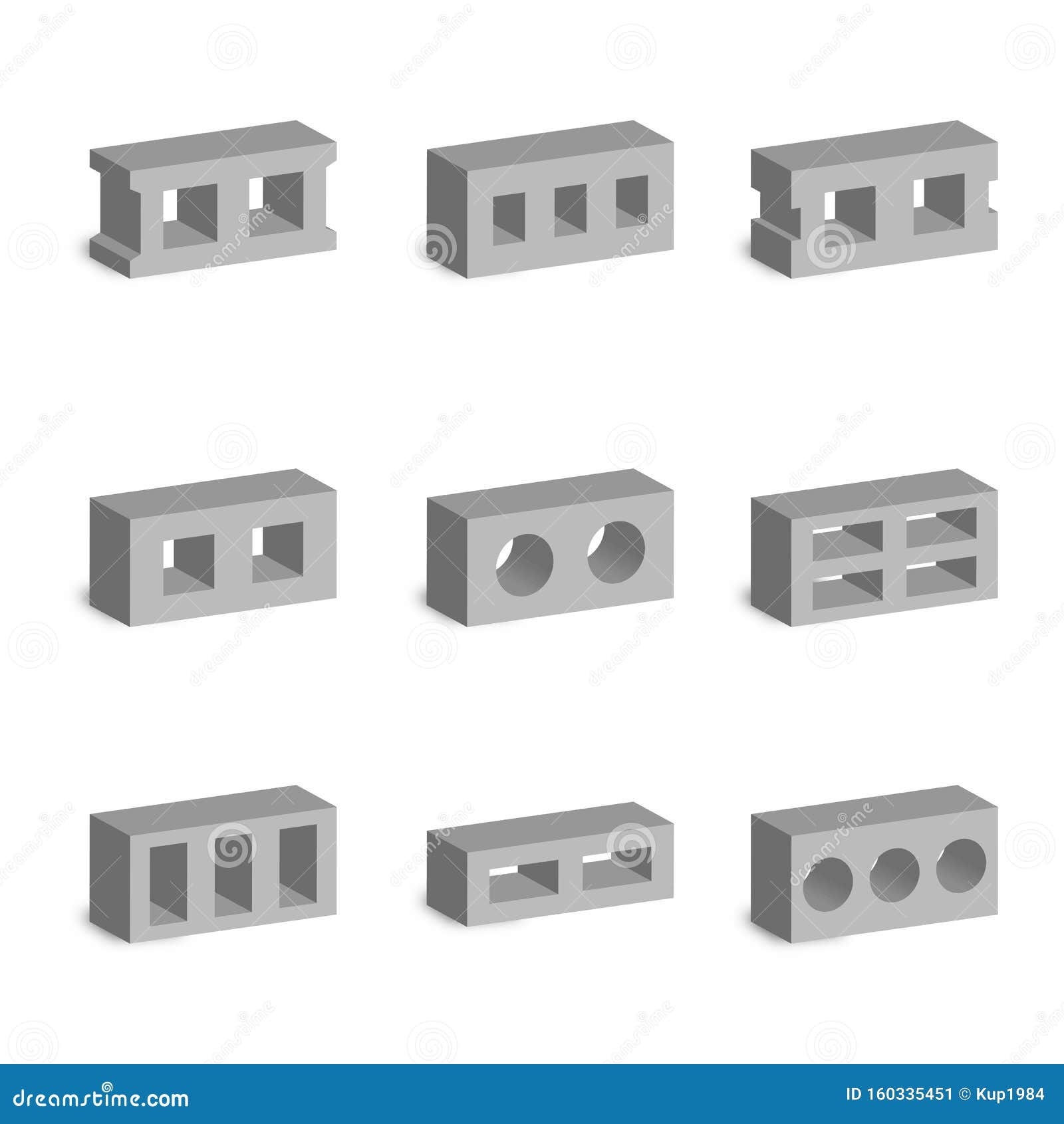 Set of 3D Cinder Blocks, Vector Illustration Stock Vector ...