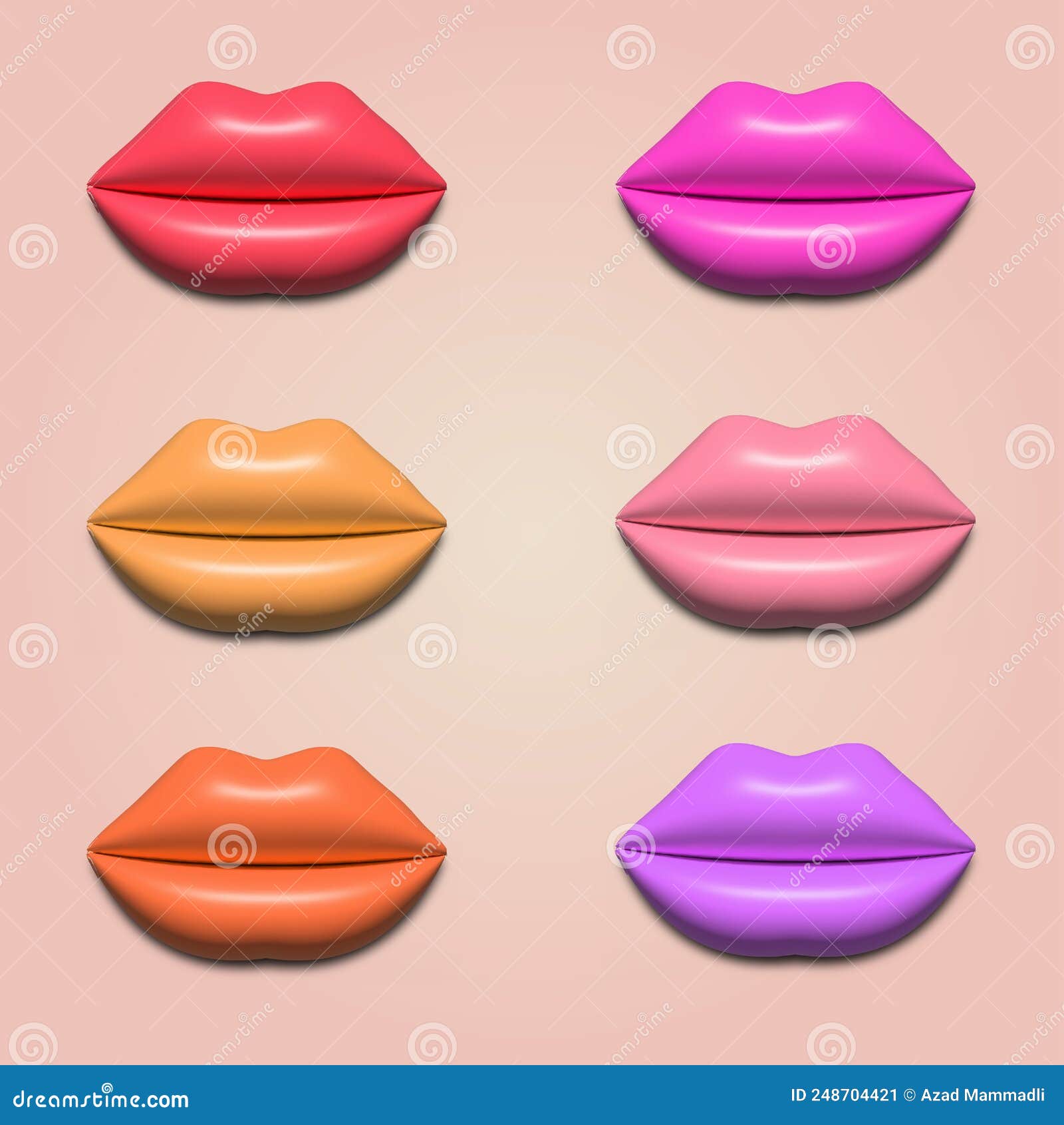 Set of 3d Colorful Women Lips. Vector Stock Vector - Illustration of ...