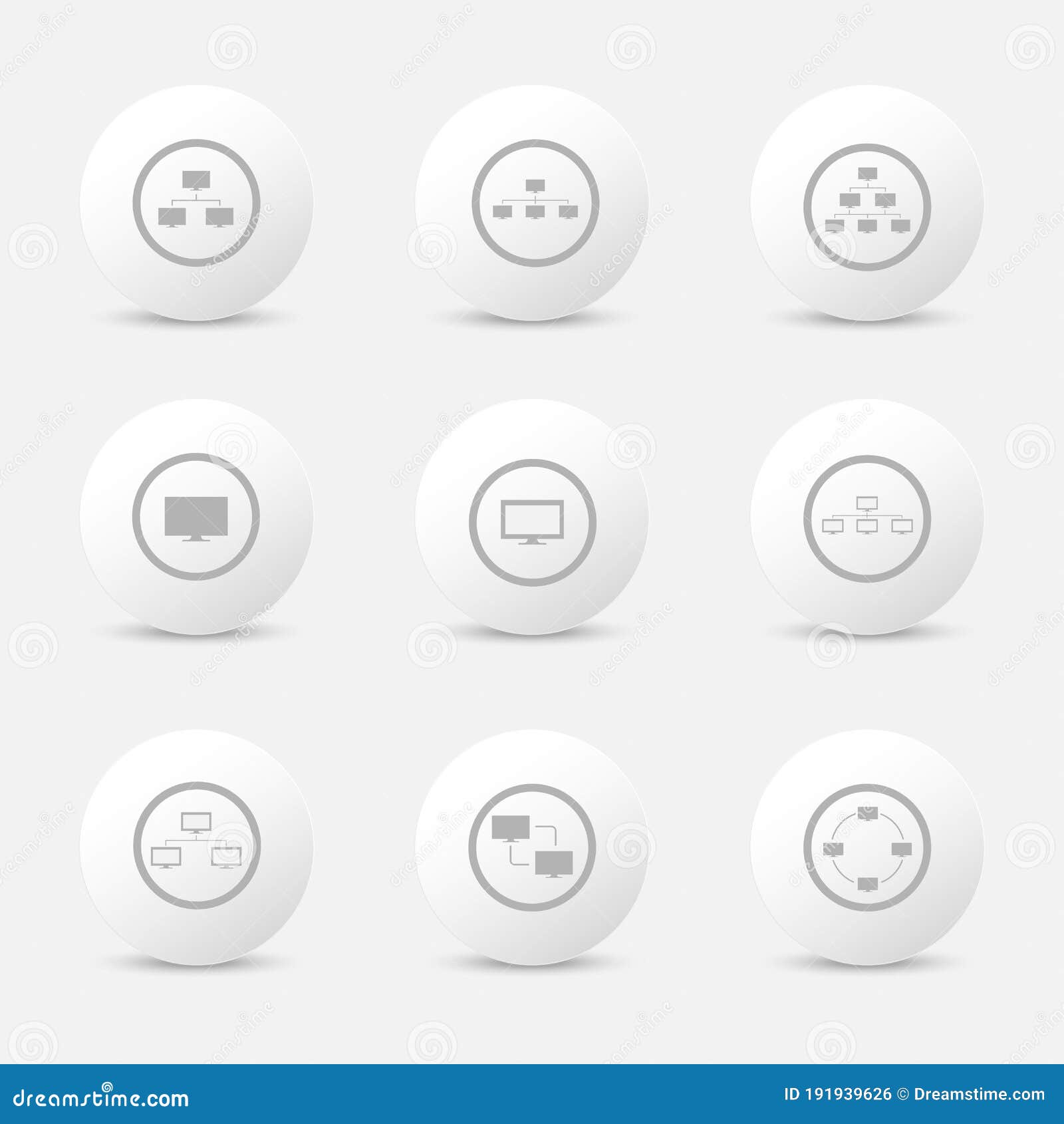 Set of 3d Computer Network Icons. Vector Signs Stock Vector ...