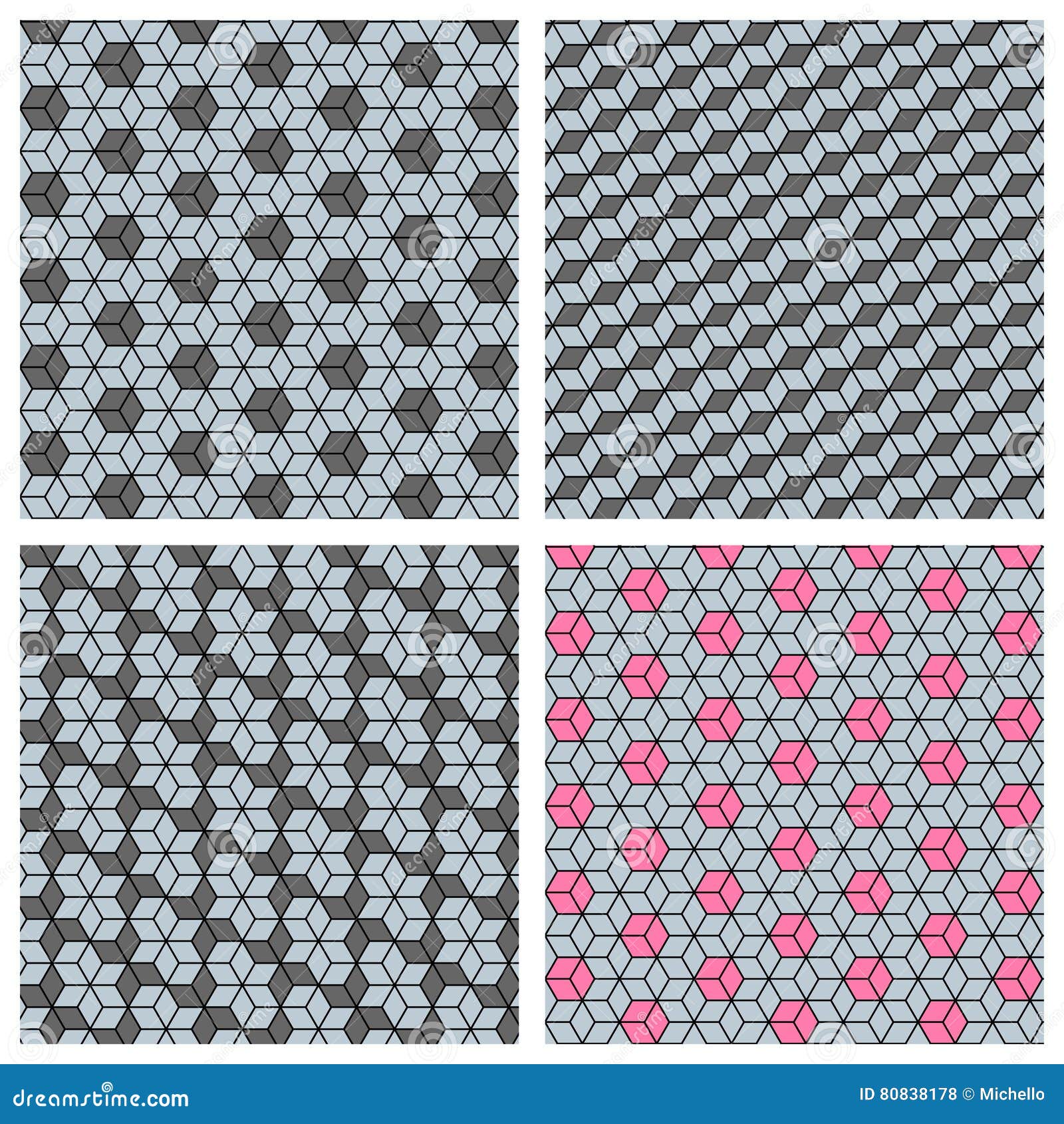 Set of 3d Cube Seamless Patterns Stock Vector - Illustration of ...