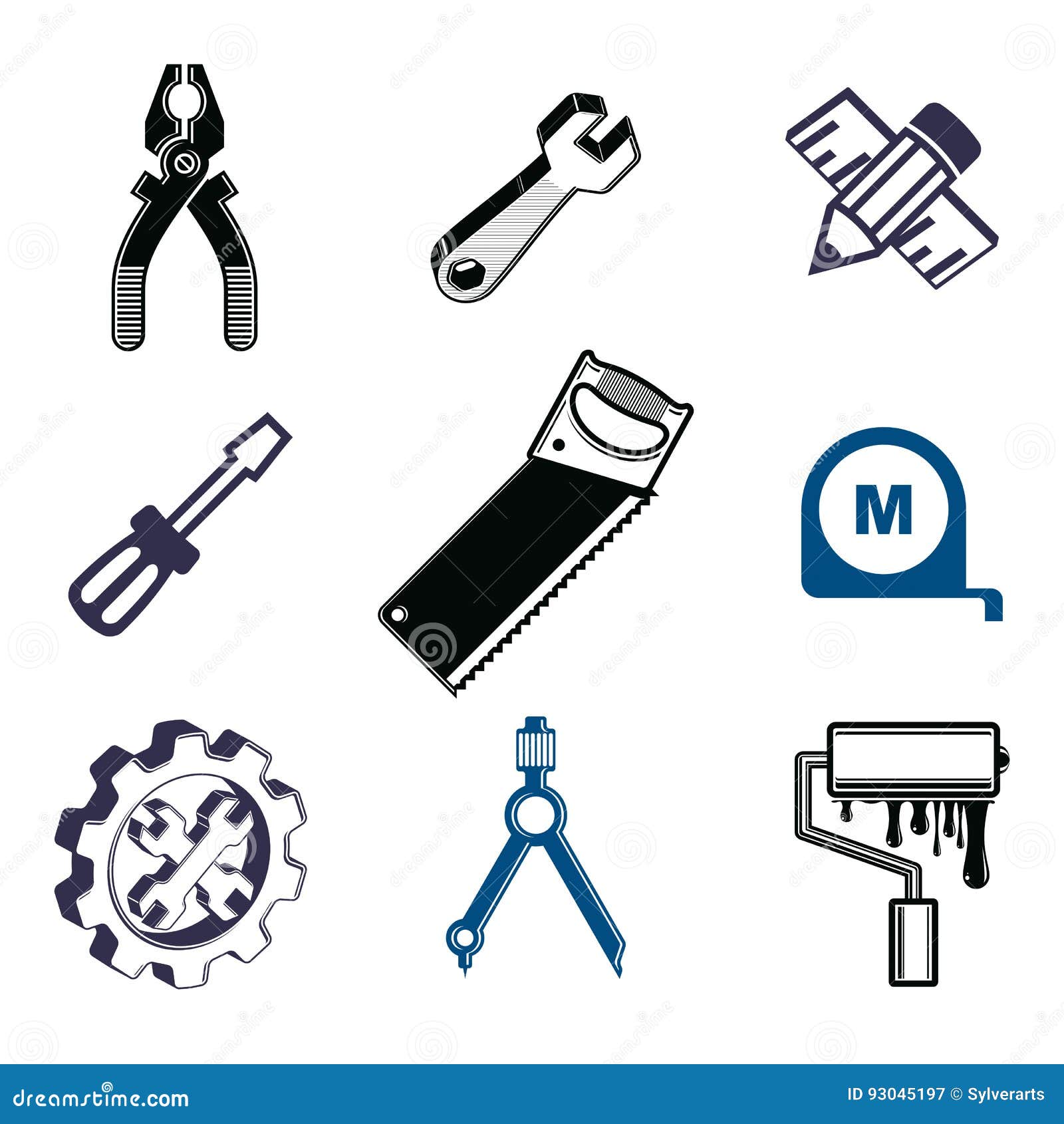 Set of 3d Detailed Tools, Repair Theme Vector Stylized Graphic Stock ...