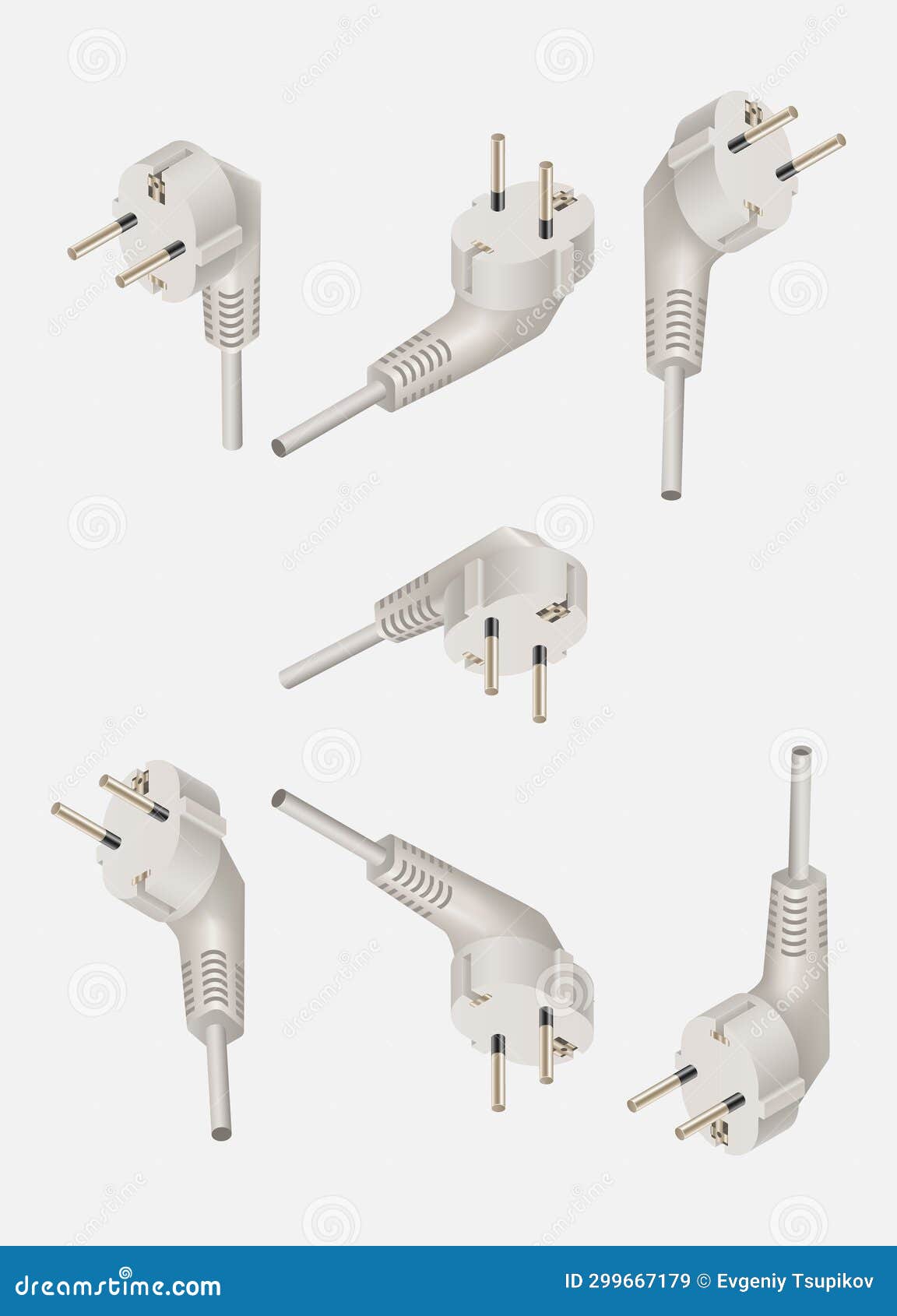 Set of 3D Electrical Plugs. Vector Illustration Stock Illustration ...