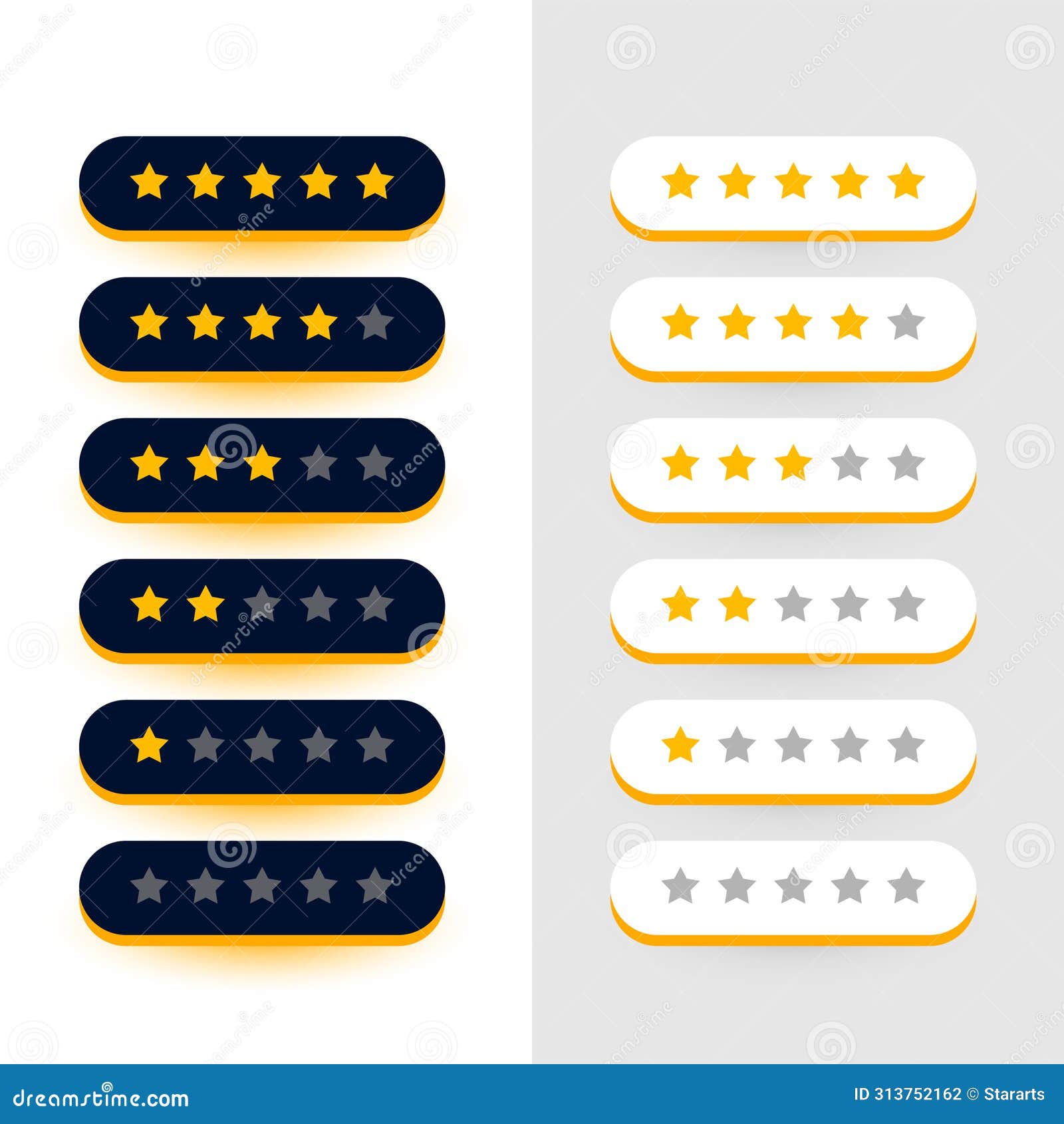 Set of 3d Five Stars Rating Sign for Customer Review Stock Vector ...