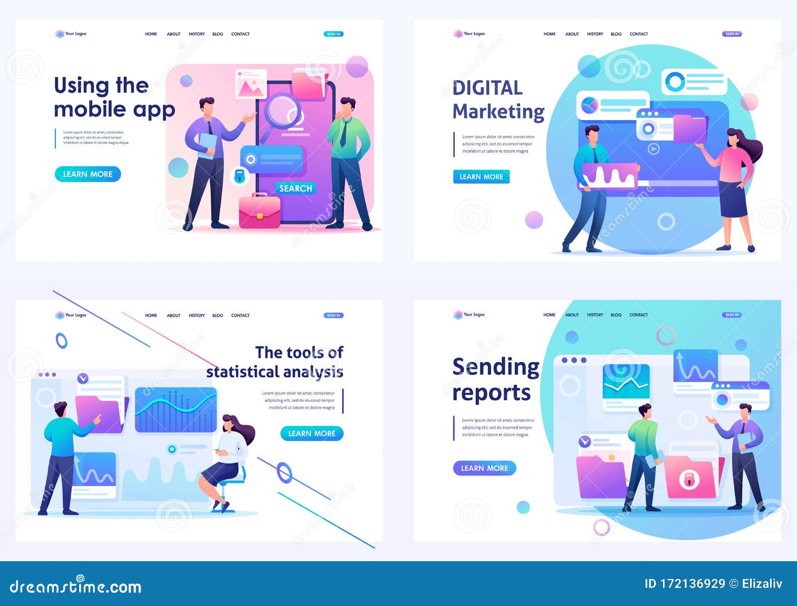 Set 2D Flat Concepts Young People Using Mobile Apps for Gadgets. for ...