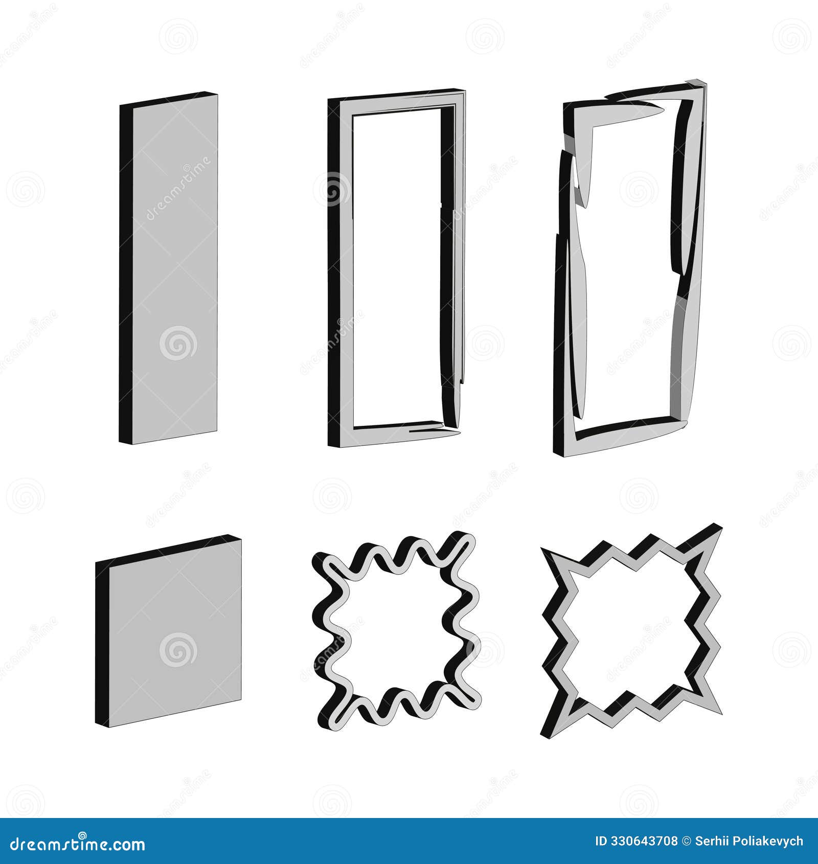 Set of 3D Frame Icons. Six Different Three-dimensional Designs ...