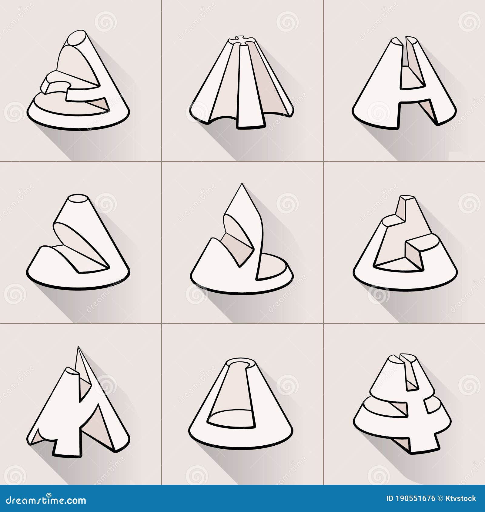 Set of 3D Geometric Shapes Cone Designs Stock Vector - Illustration of ...
