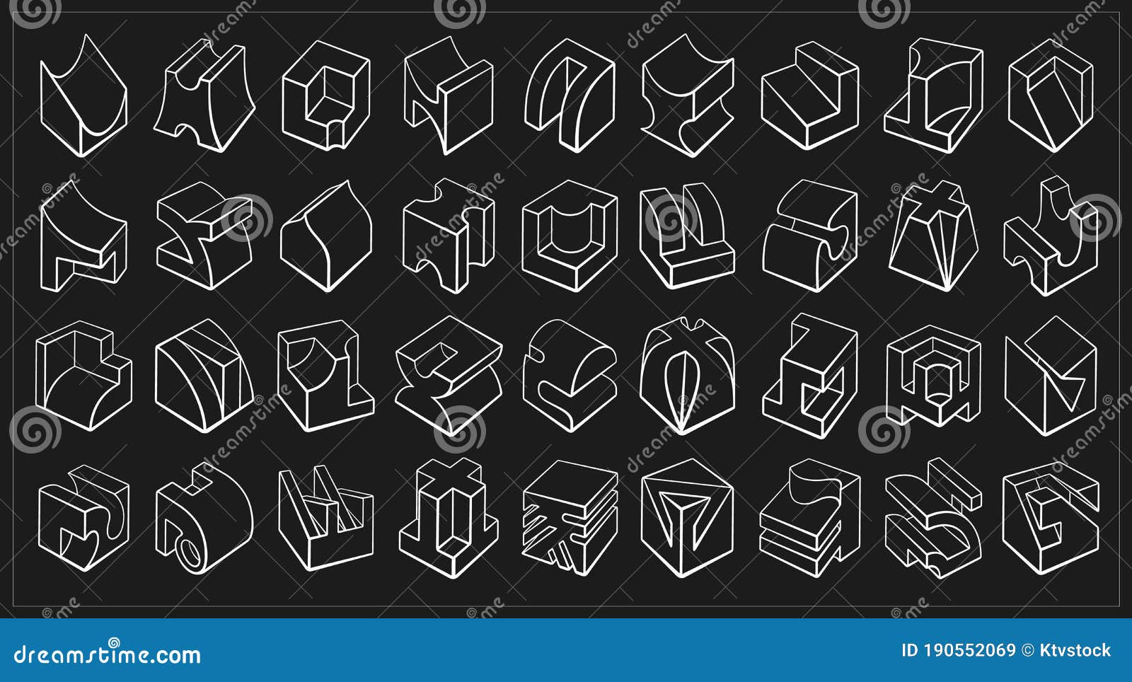 Set of 3D Geometric Shapes Cube Designs Stock Vector - Illustration of ...