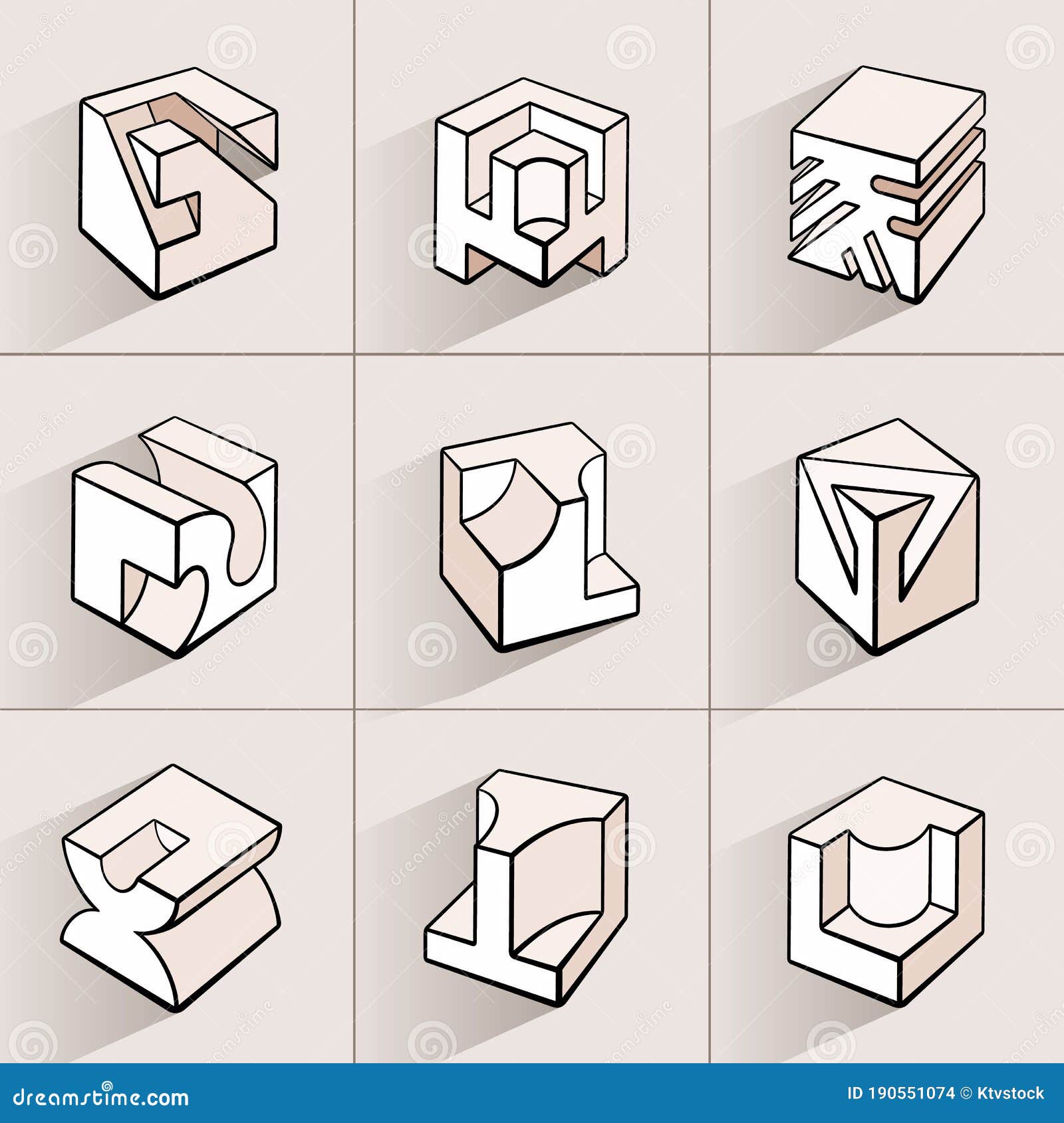Set of 3D Geometric Shapes Cube Designs. Stock Vector - Illustration of ... Set of 3D Geometric Shapes Cube Designs. Stock Vector - Illustration of ...