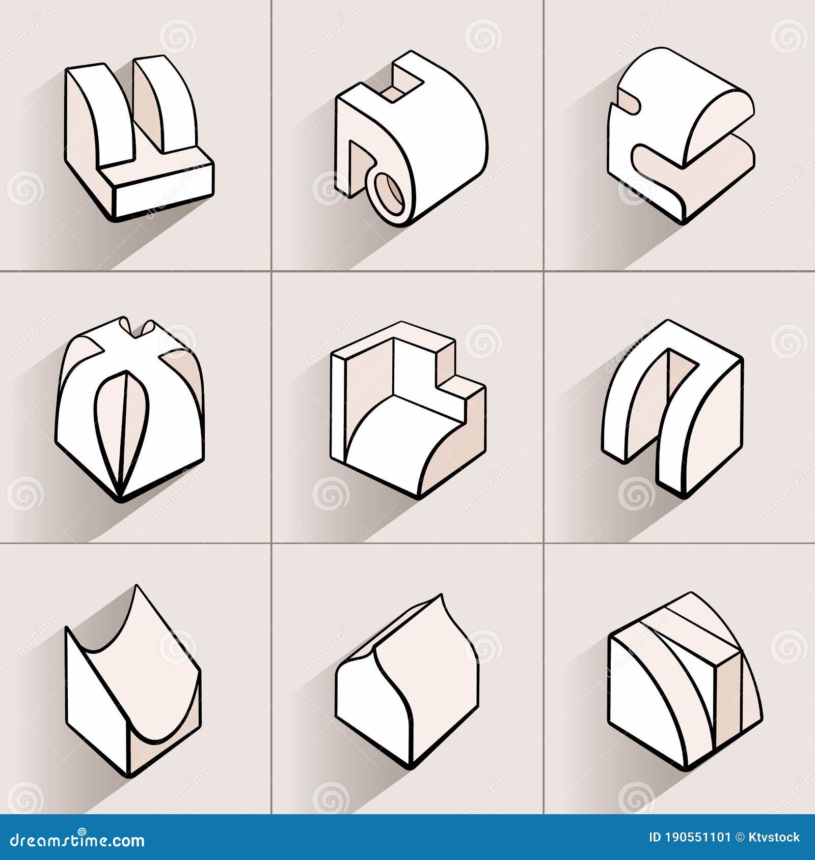 Set of 3D Geometric Shapes Cube Designs. Stock Vector - Illustration of ...