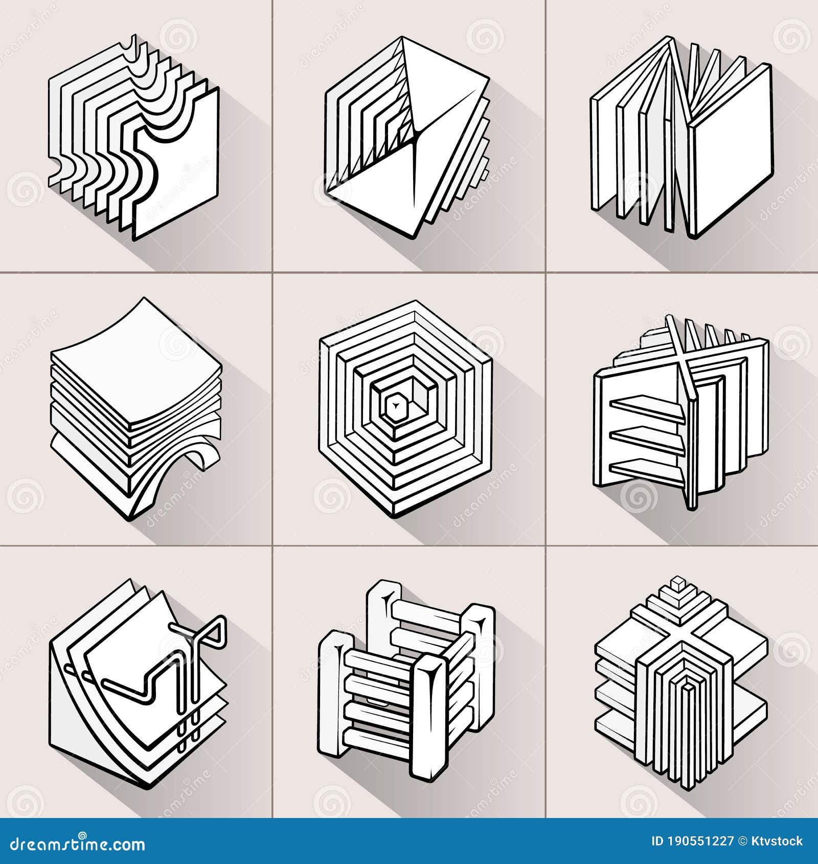 Set of 3D Geometric Shapes Cube Designs. Stock Vector - Illustration of ...