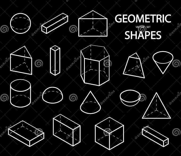 Set of 3D Geometric Shapes. Isometric Views. the Science of Geometry ...