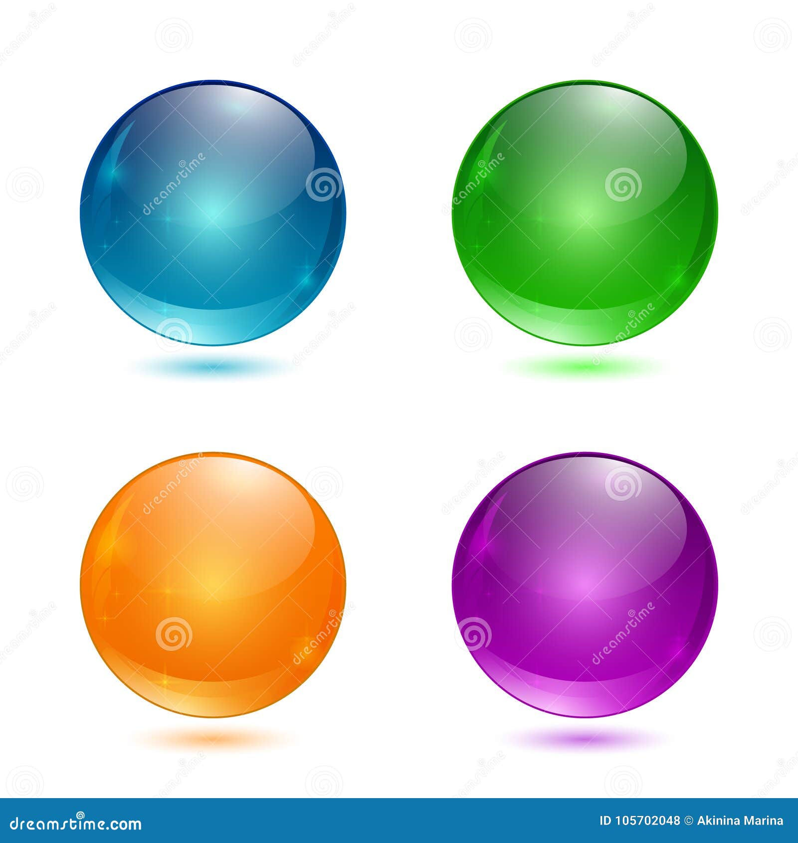Set of 3d Glass Button. Glossy Icons for Web Stock Vector ...