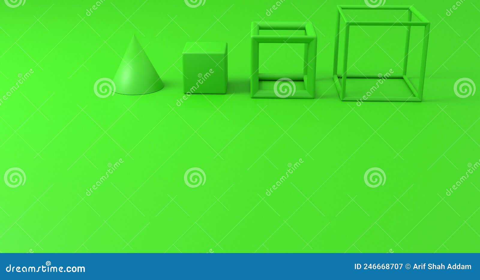 Set of 3d Green Geometric Shapes Stock Illustration - Illustration of ...
